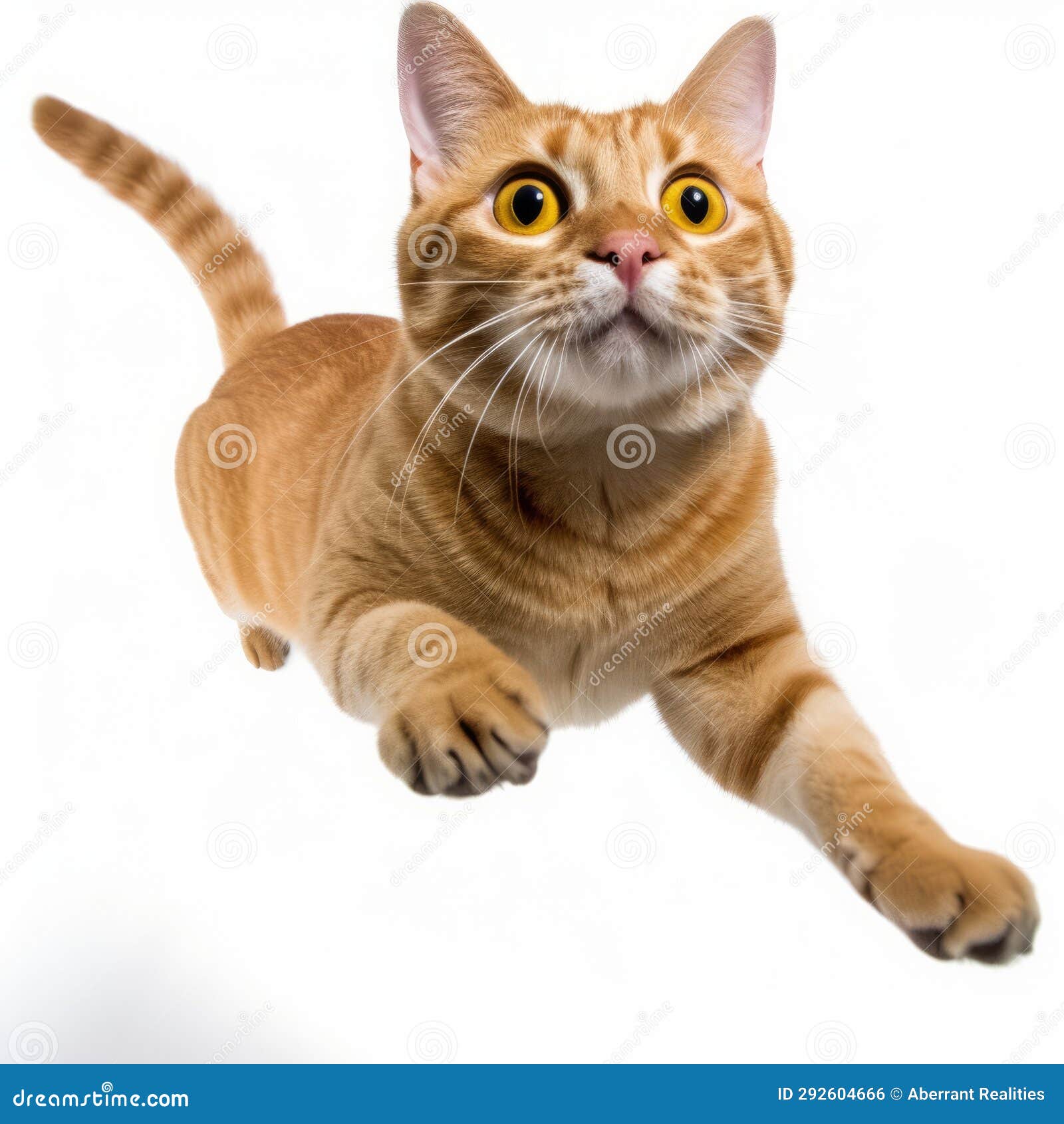 An Orange Tabby Cat is Flying through the Air Stock Illustration ...