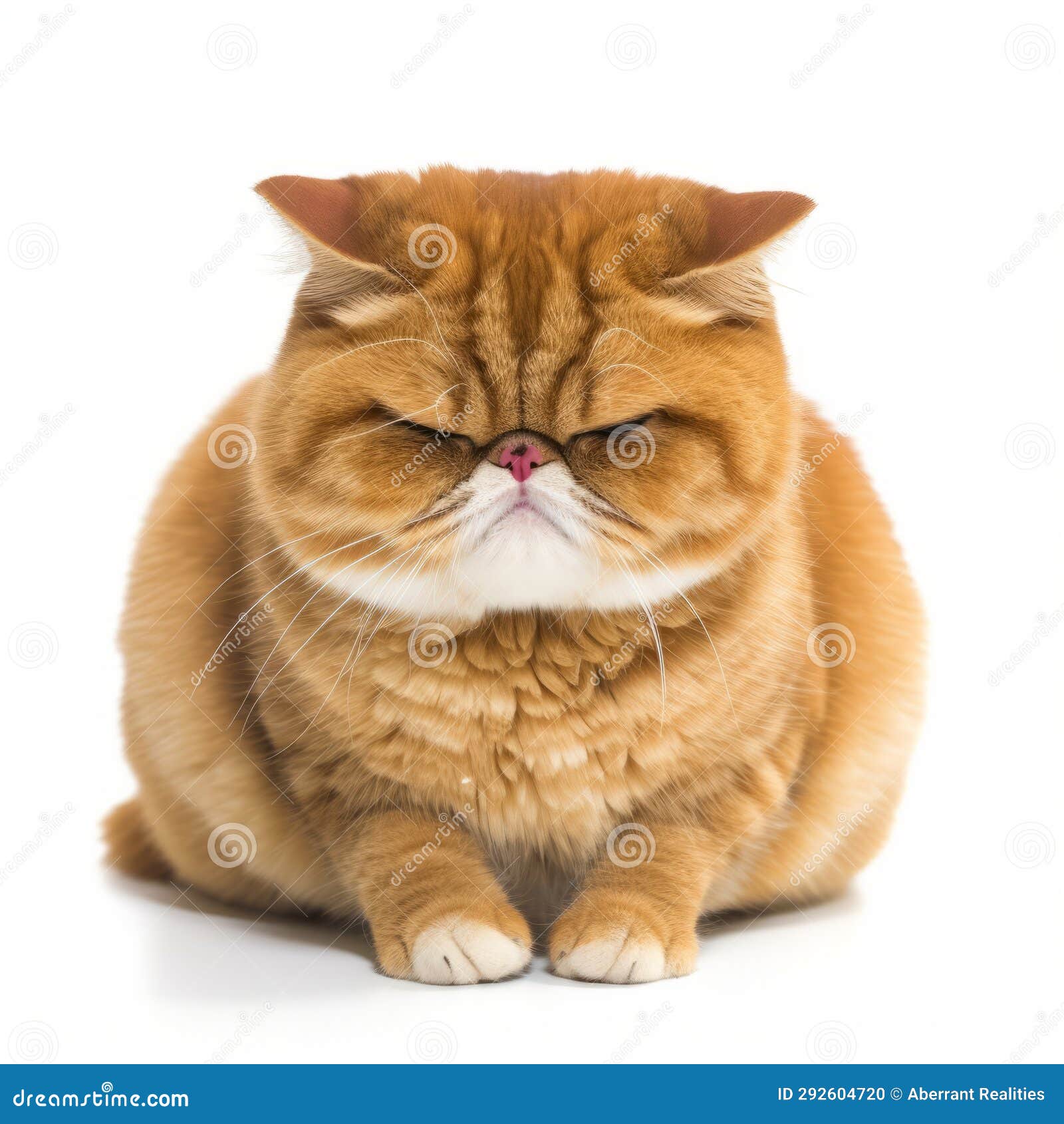 An Orange Tabby Cat Sitting Down with Its Eyes Closed Stock ...
