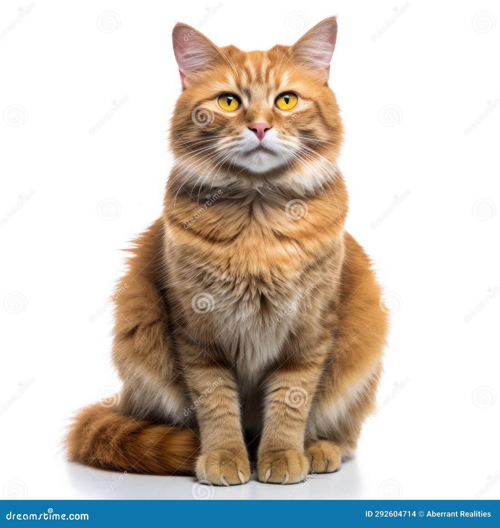 An Orange Tabby Cat Sitting Down on a White Background Stock ...