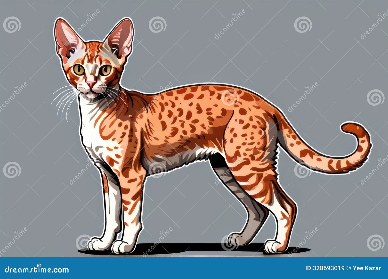 Orange Tabby Cornish Rex Cat. Stock Illustration - Illustration of ...
