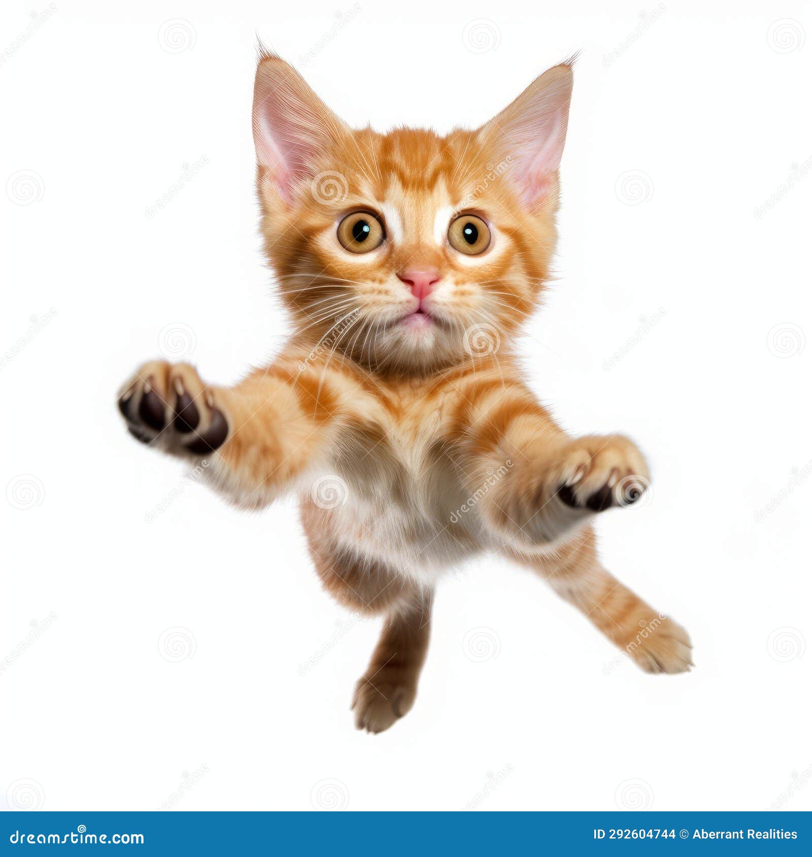 An Orange Tabby Kitten is Flying in the Air Stock Illustration ...