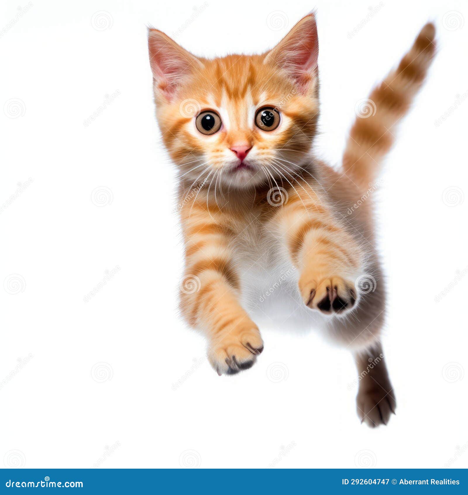 An Orange Tabby Kitten is Flying in the Air Stock Illustration ...