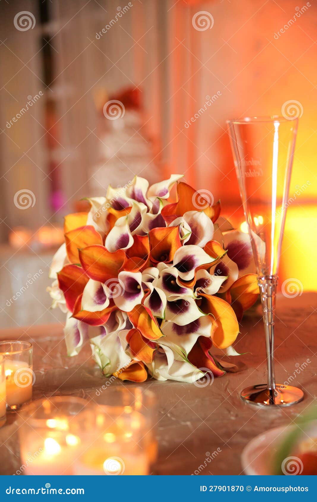 Orange table decor stock photo. Image of candles, glow - 27901870