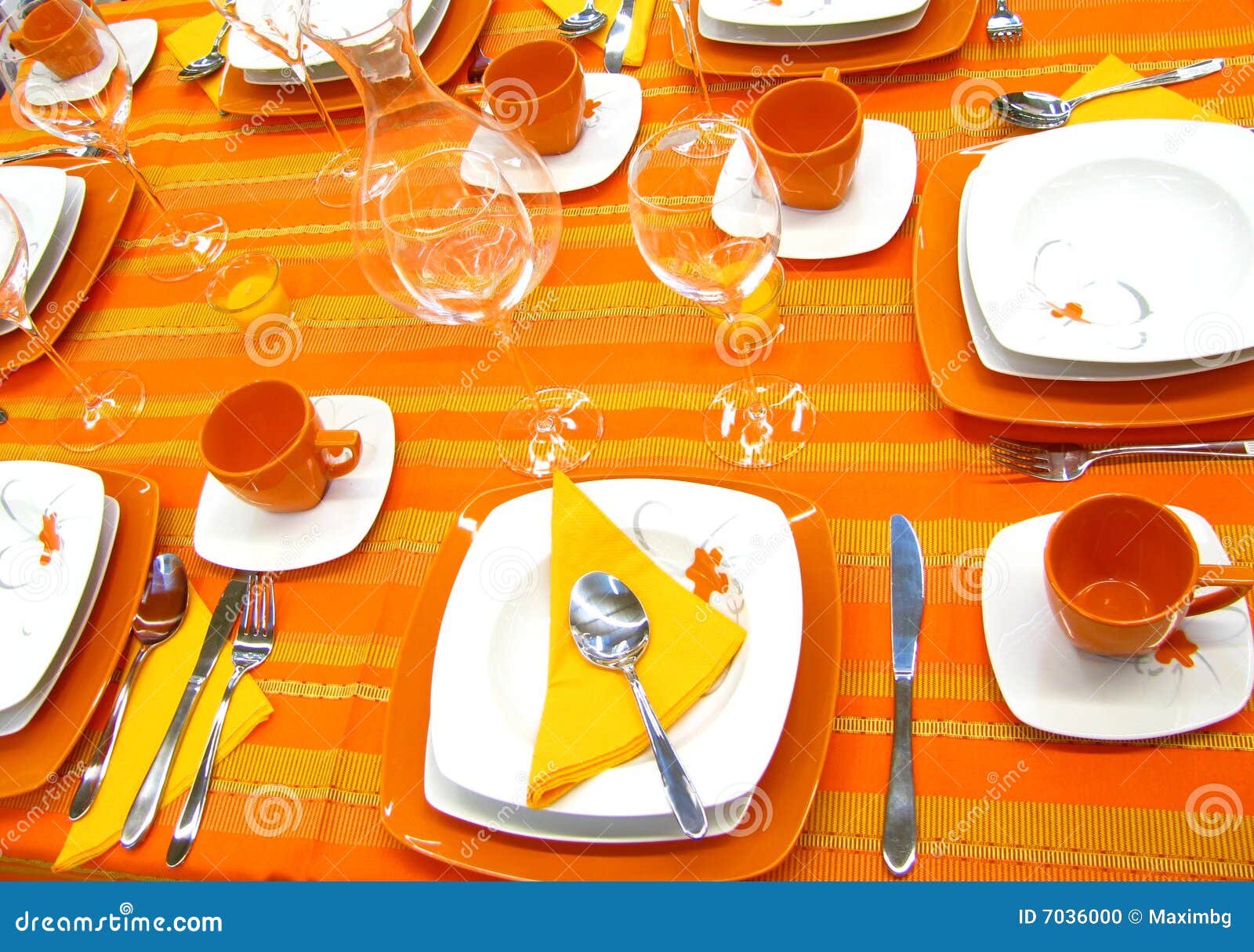 Orange table setting stock photo. Image of fancy, orange - 7036000