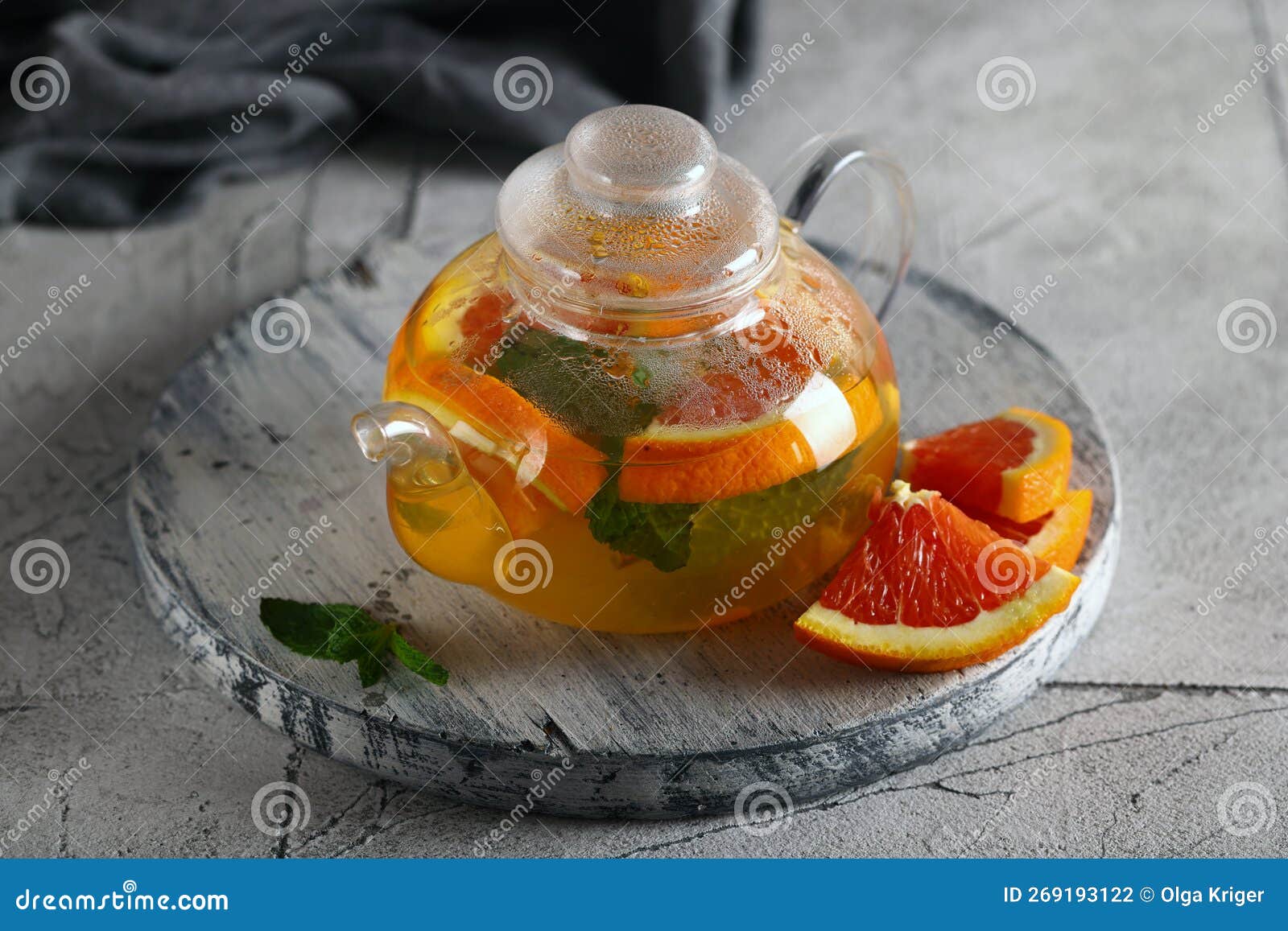 Orange Tea with Mint in a Teapot Stock Photo - Image of teapot, drink ...