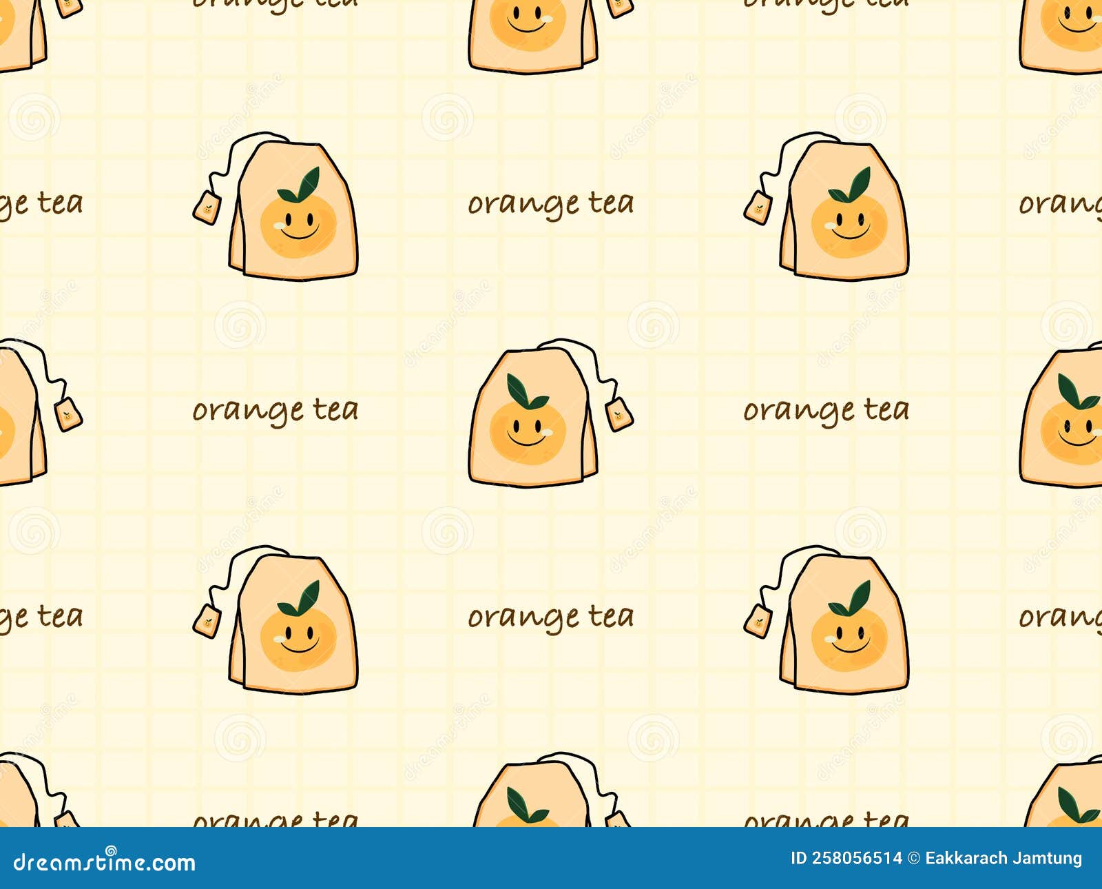 Orange Tea Seamless Pattern on Yellow Background Stock Illustration ...