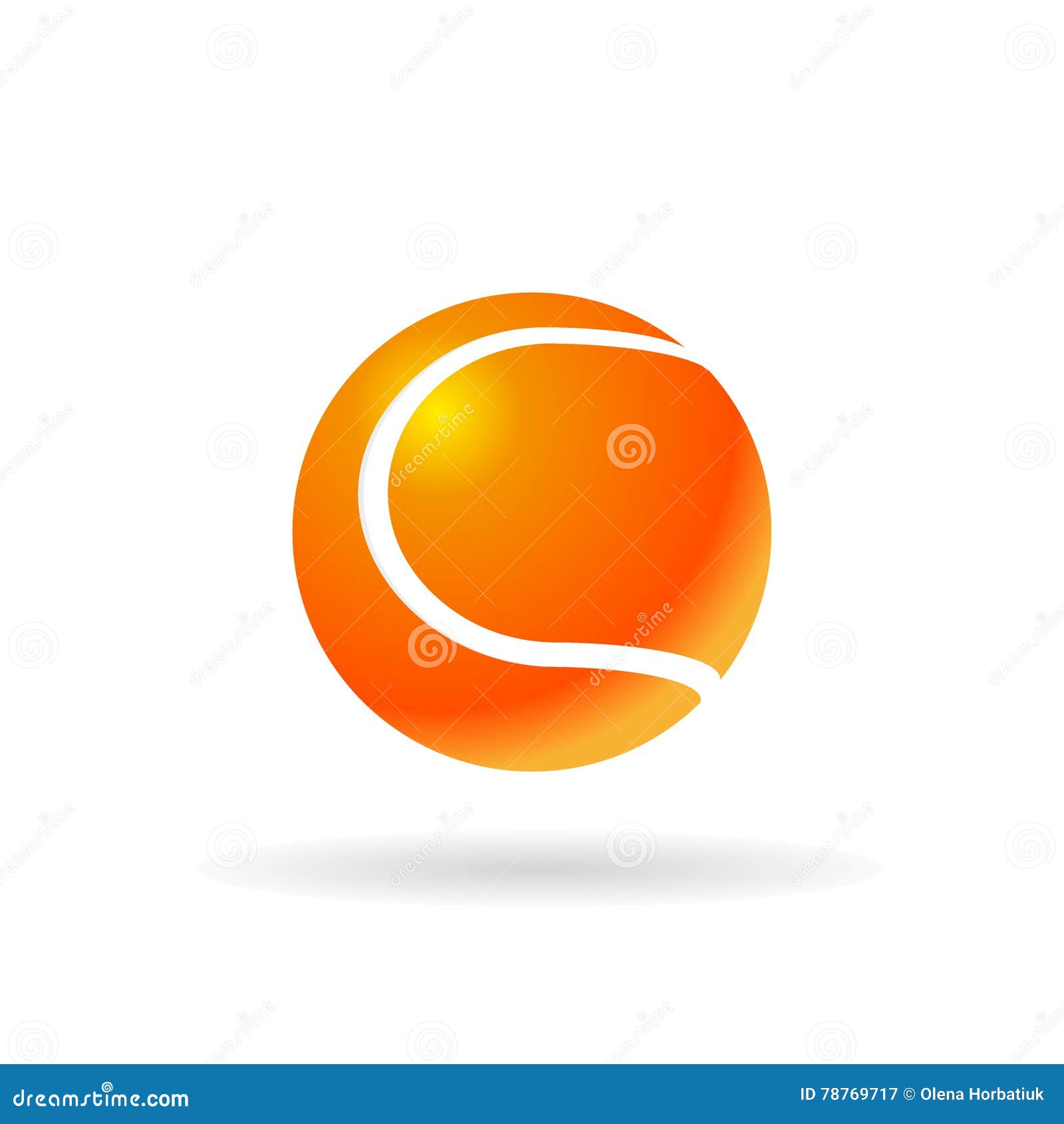 Orange tennis ball. stock vector. Illustration of bright - 78769717