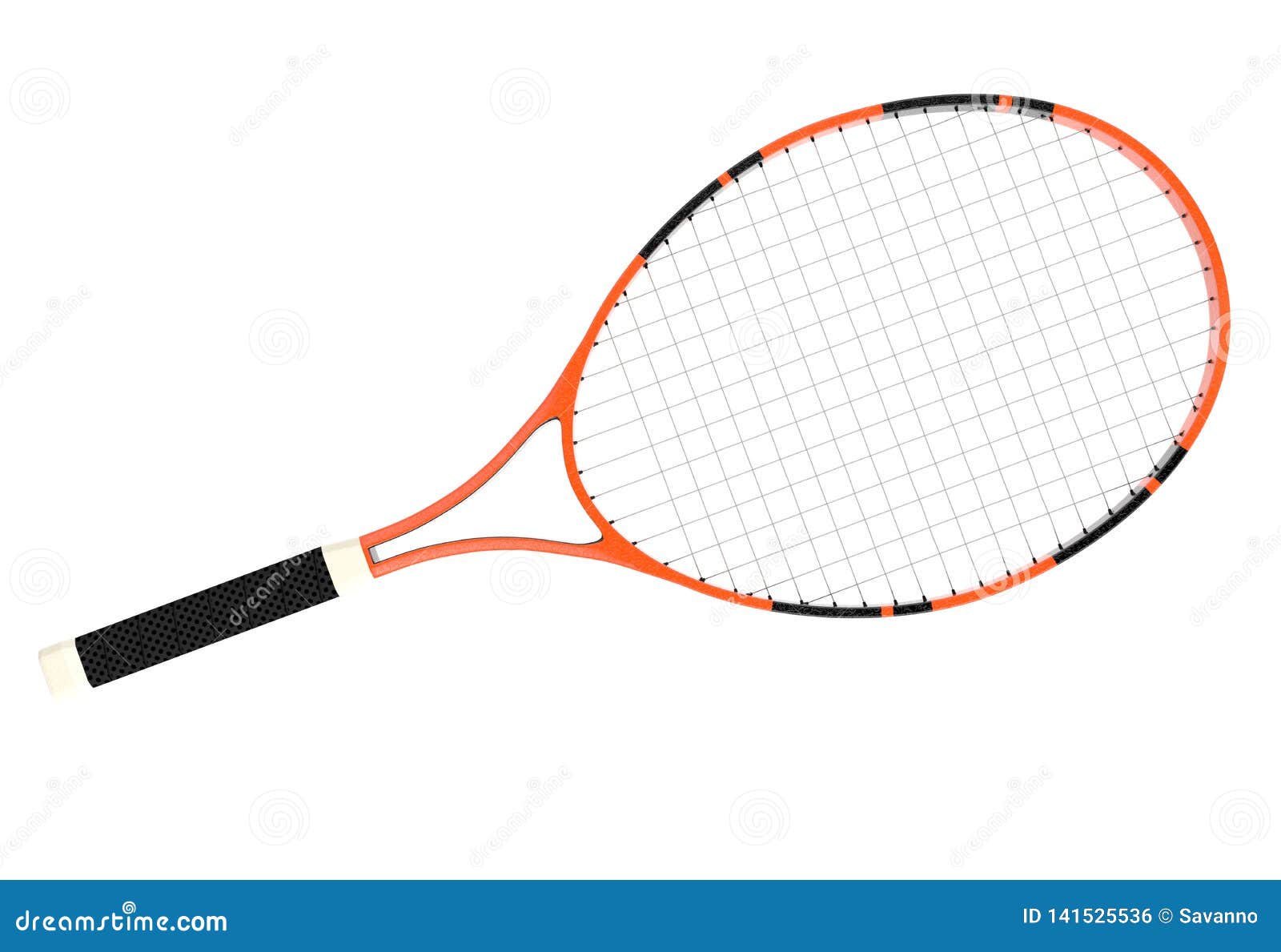 Orange Tennis Racket. 3d Rendering Illustration Isolated Stock ...