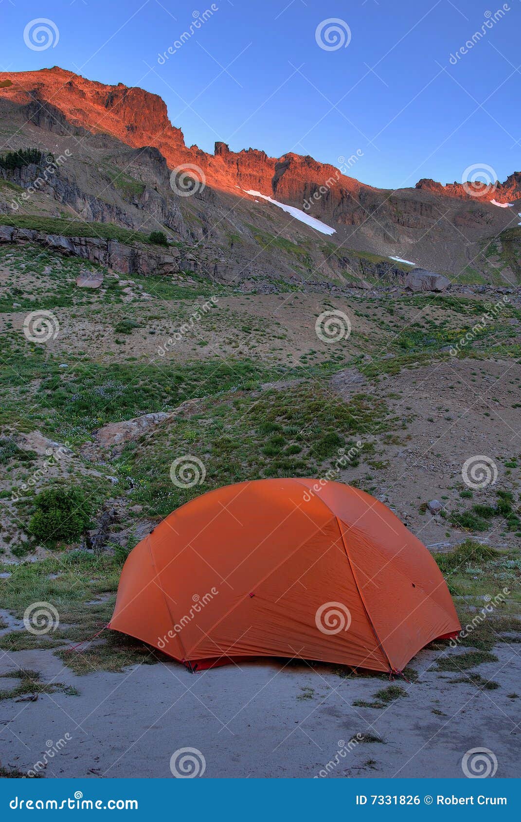 Orange Tent, Sunrise in the Mountains Stock Photo - Image of mountain ...