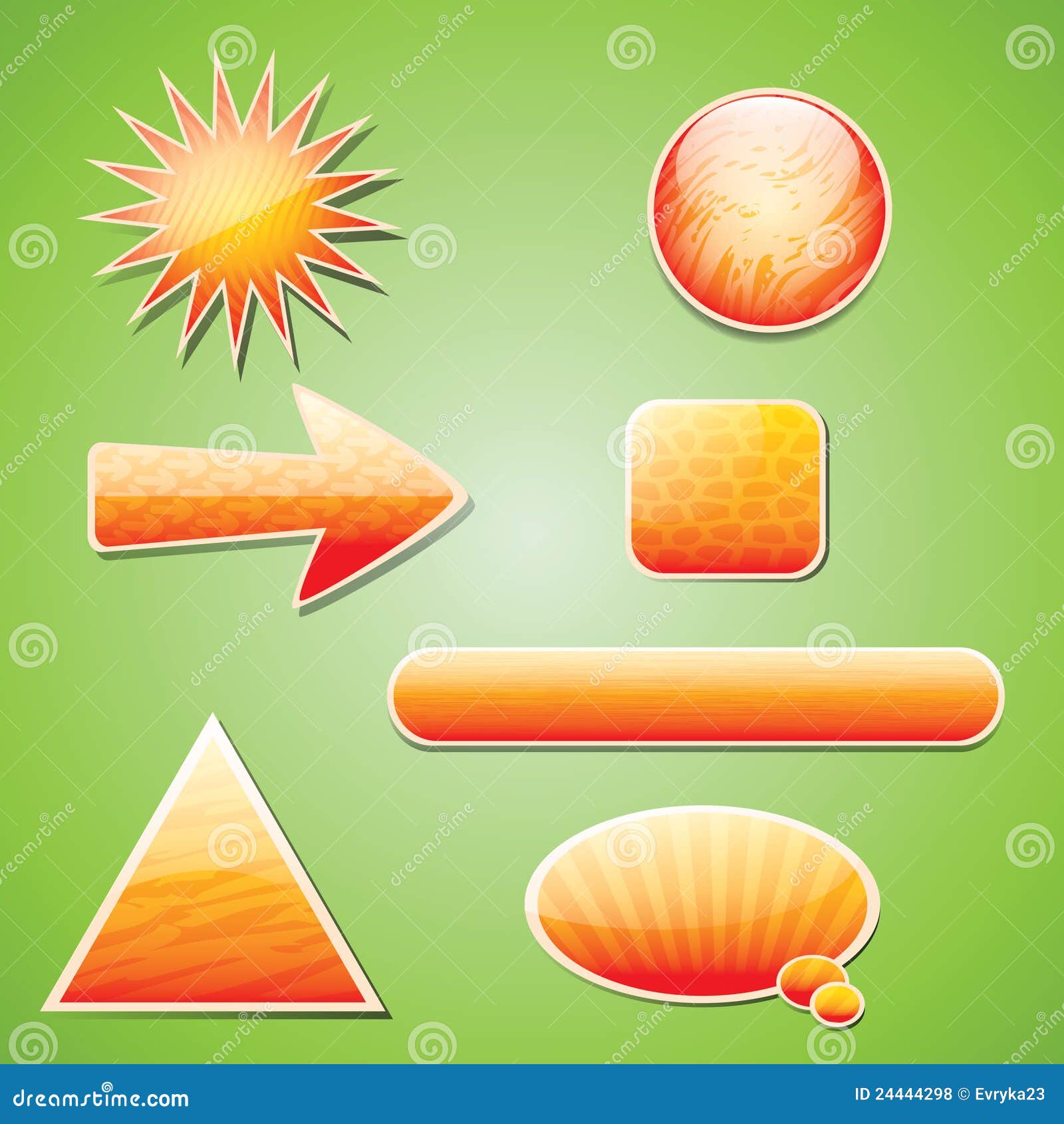 Orange Textured Icon Set with Shadow Stock Vector - Illustration of ...