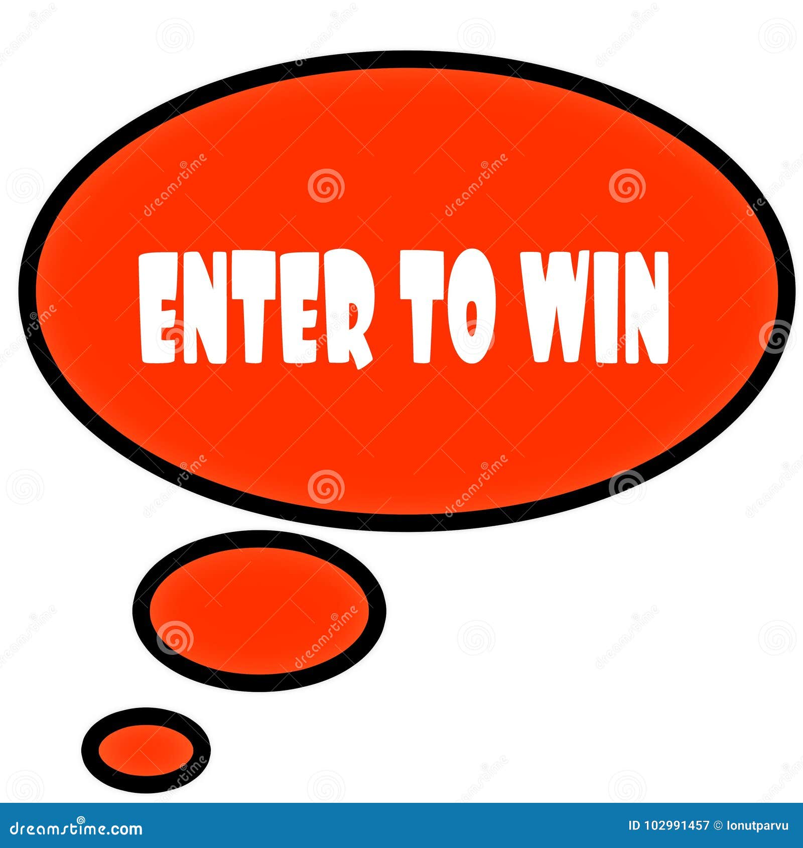 Orange Thought Bubble with ENTER TO WIN Text Message. Stock ...