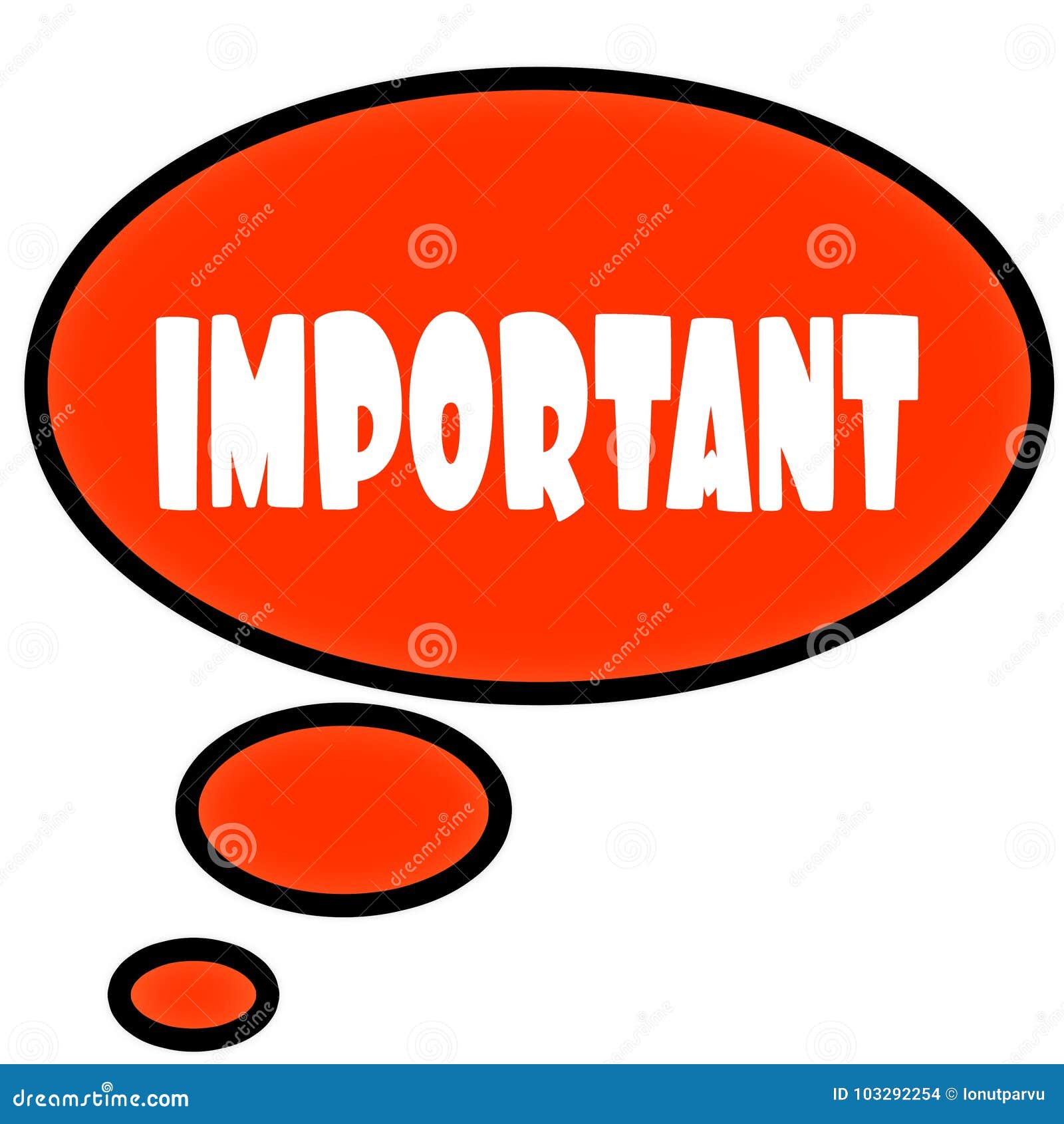 Orange Thought Bubble with IMPORTANT Text Message. Stock Illustration ...