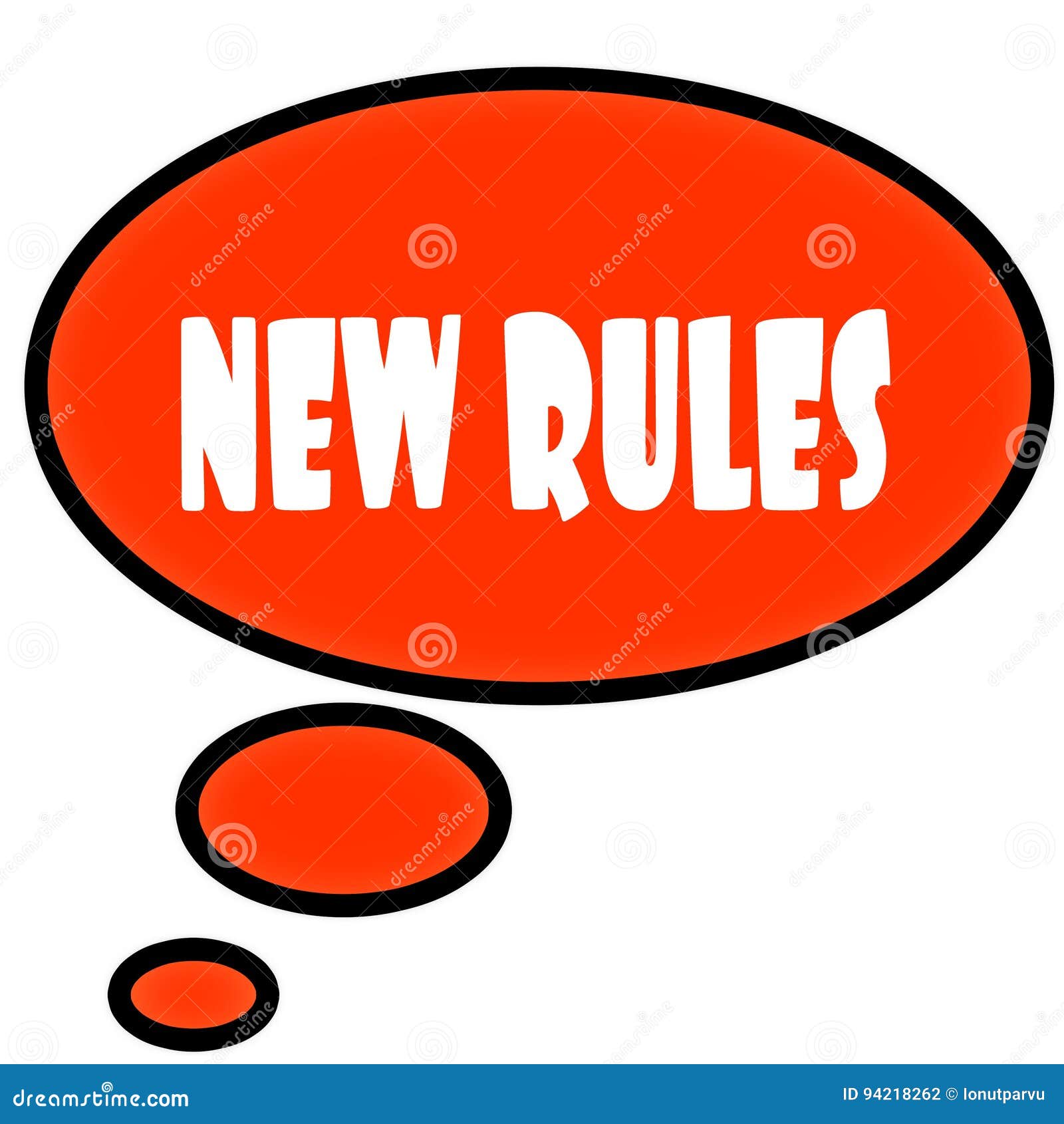 Orange Thought Bubble with NEW RULES Text Message. Stock Illustration ...