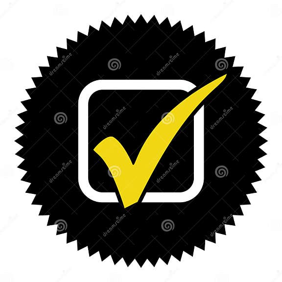 Orange Tick Symbol on Round Black Button Stock Illustration ...