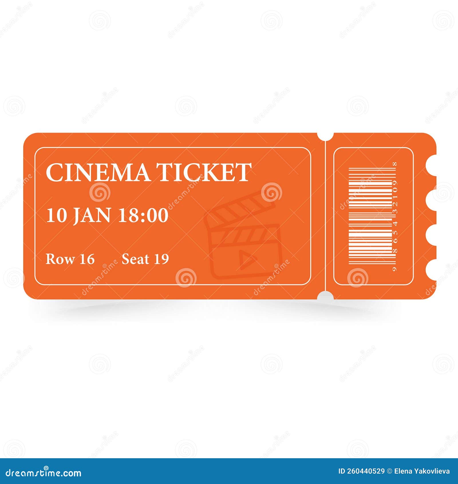 Orange Ticket To the Cinema. Vector Stock Vector - Illustration of ...