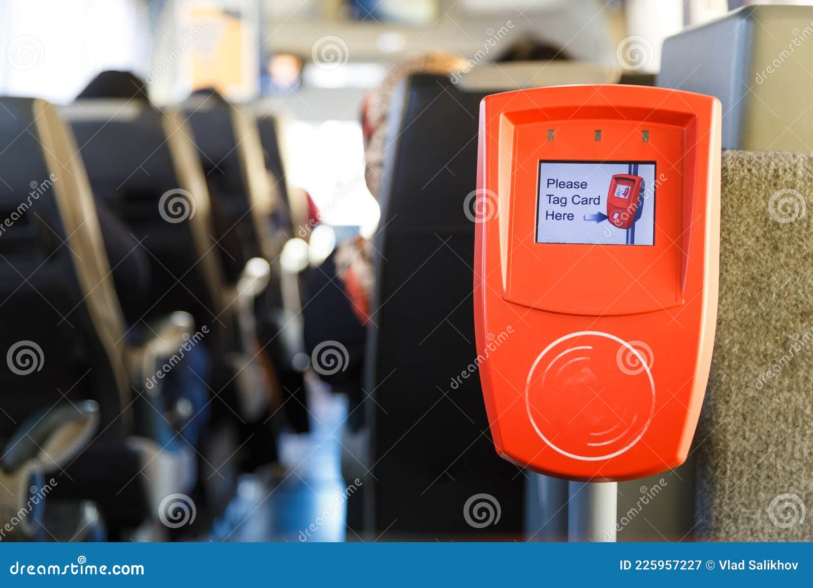 Orange Ticket Validation Machine on a Modern Public Transport Bus Stock ...