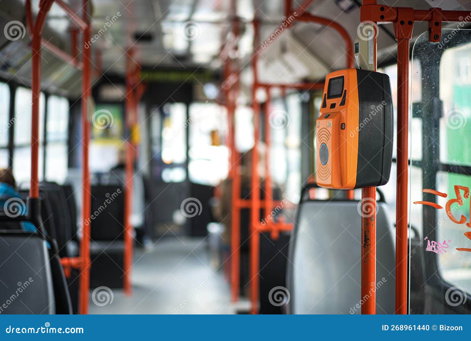 Ticket Validator, Card Reader On Public Bus, Trolleybus, Tram. Public ...