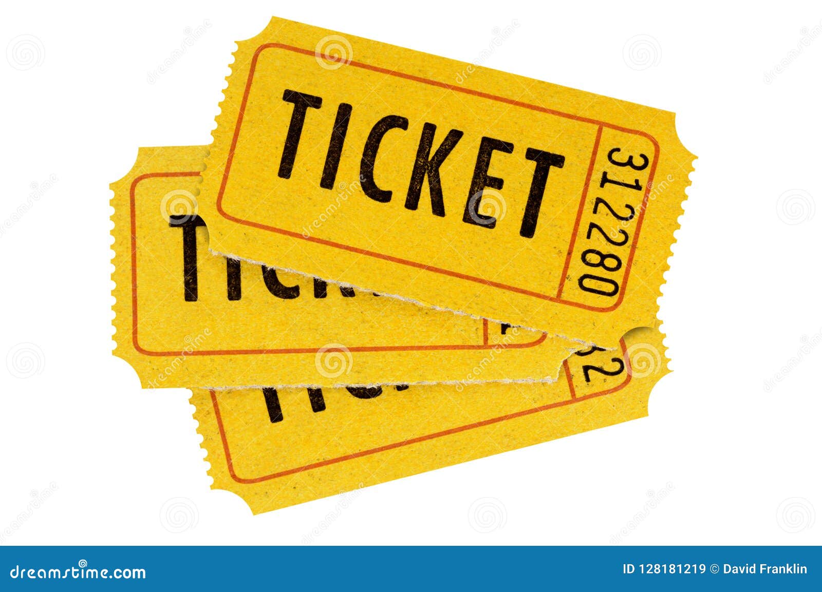 Orange Entrance Tickets Isolated White Background Stock Image - Image ...