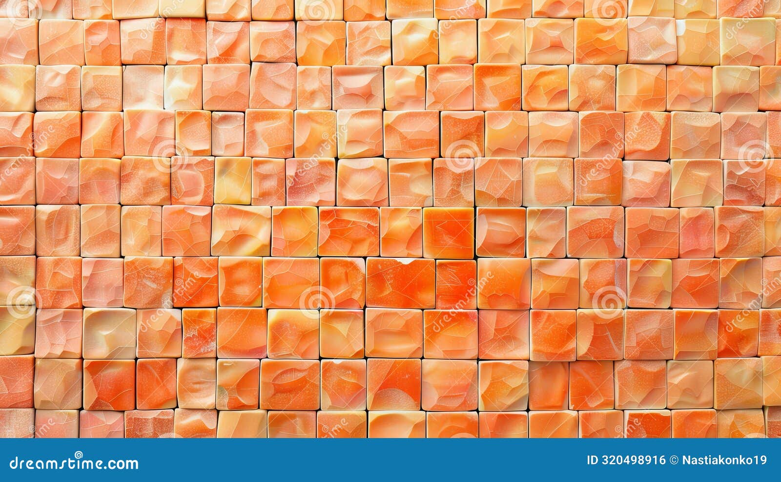 Orange Tile Mosaic Wall with Textured Cubes Stock Photo - Image of ...