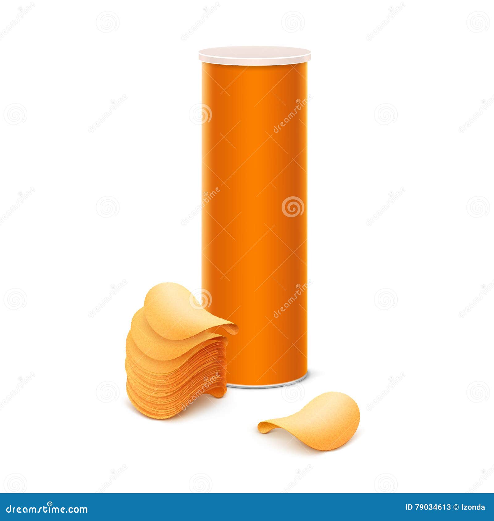 Orange Tin Box Container Tube with Potato Chips Stock Vector ...