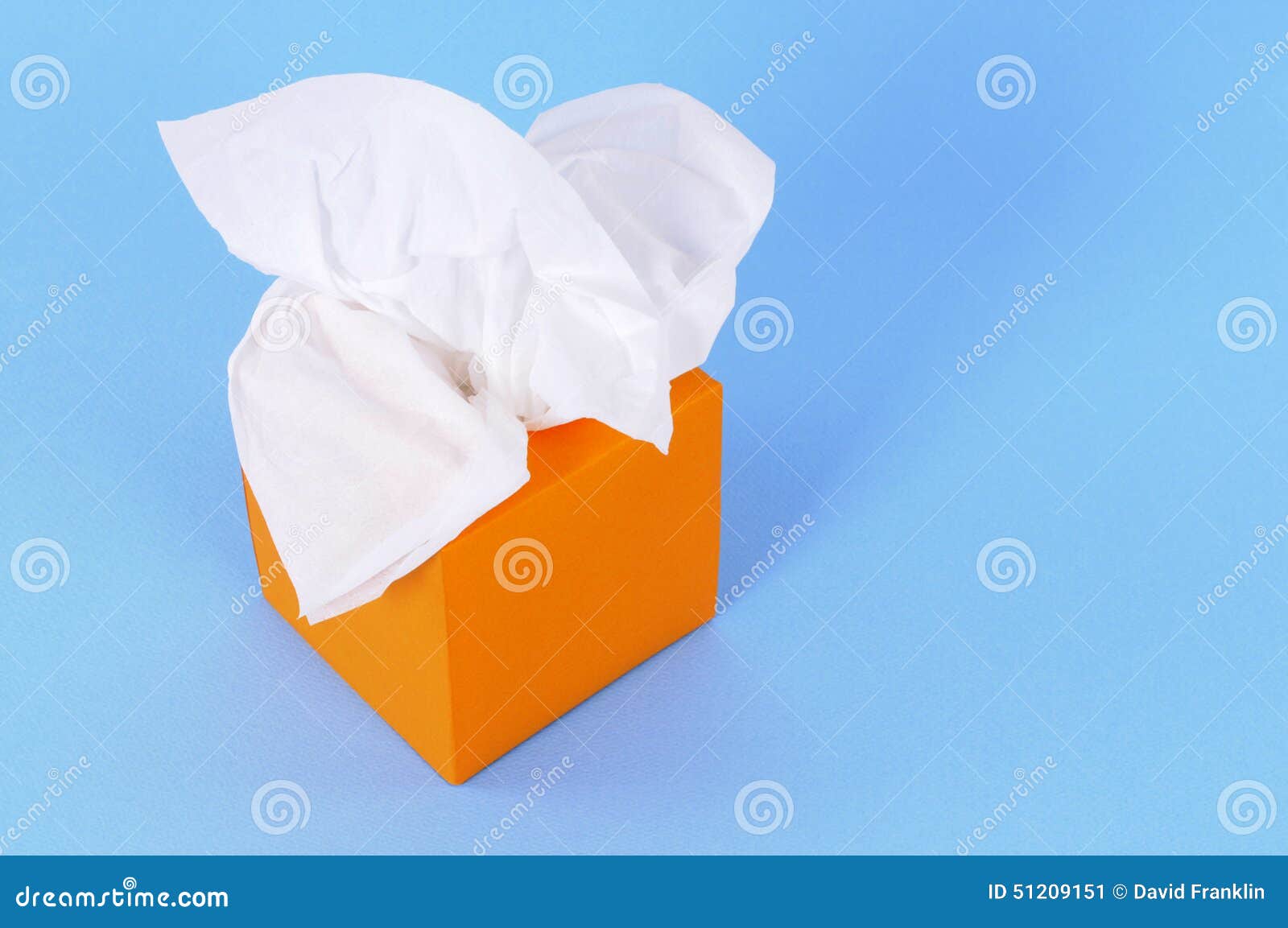 Orange Box Kleenex Style Tissues, Blue Background, Copy Space Stock ...