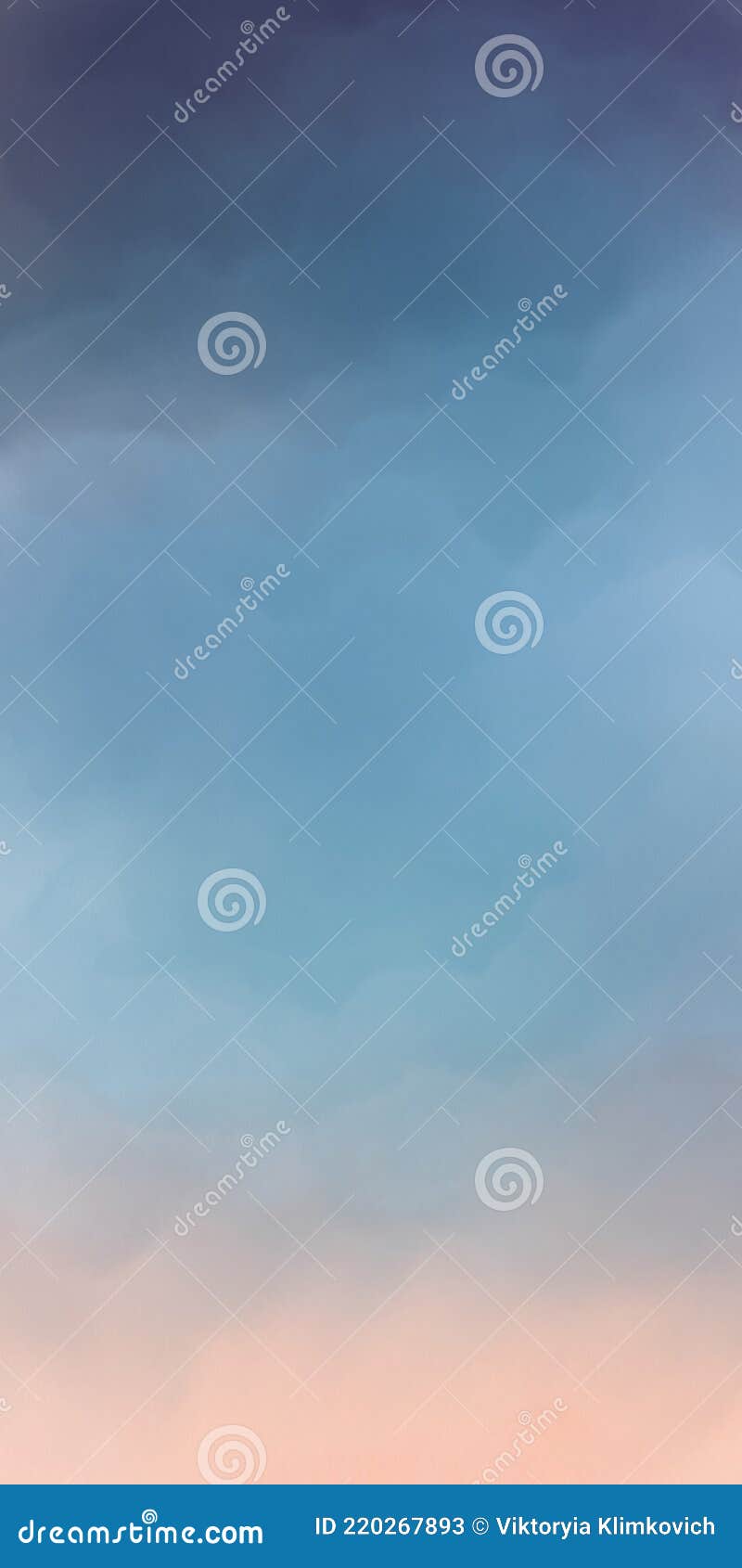 Orange To Dark Blue Gradient Sky with Clouds. Abstract Watercolor ...