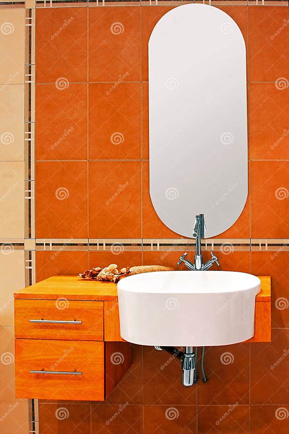 Orange toilet stock photo. Image of bathroom, mirror - 13322680