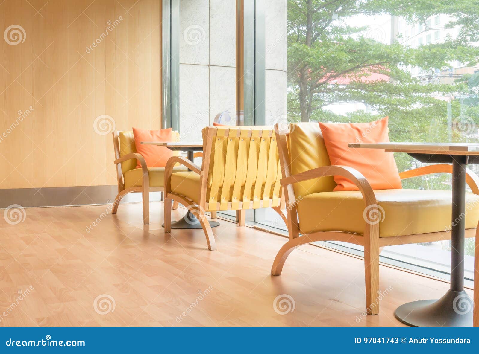 Orange Tone Bright Cafe Restaurant Seating Stock Image - Image of ...