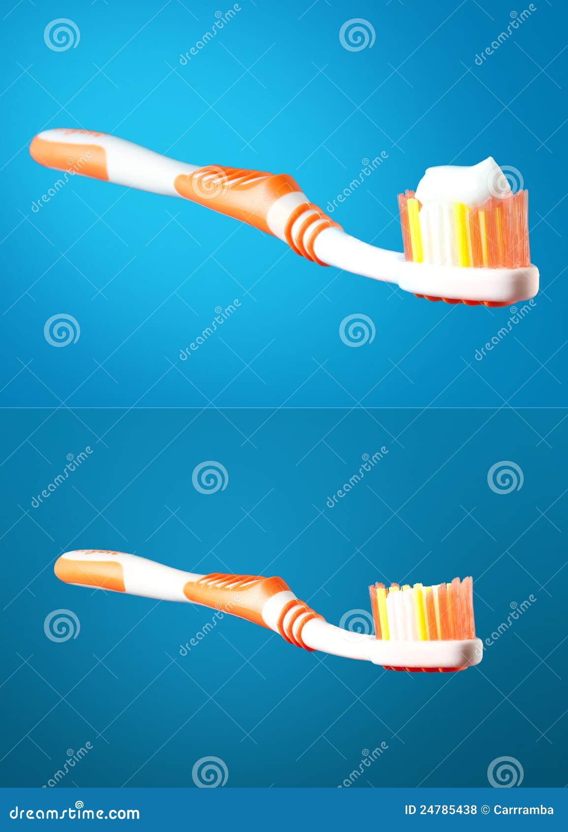 Orange Toothbrush with Toothpaste Stock Photo - Image of plastic, broom ...