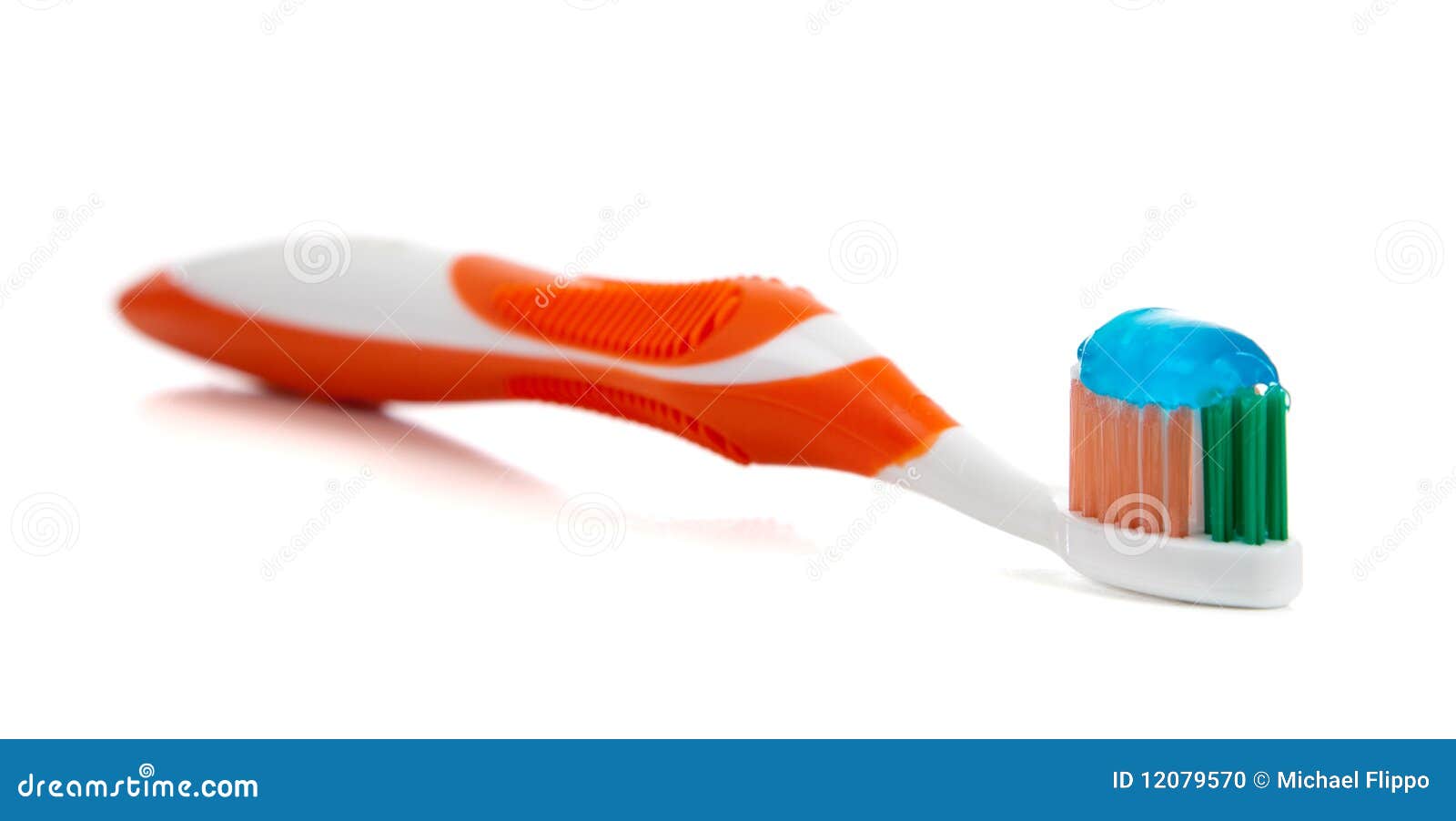 Orange Toothbrush and Toothpaste on White Stock Photo - Image of paste ...