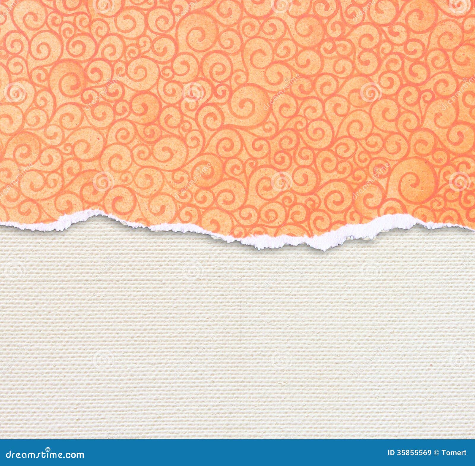 Orange Torn Paper Edge with Pattern Over Canvas Background Stock Image ...
