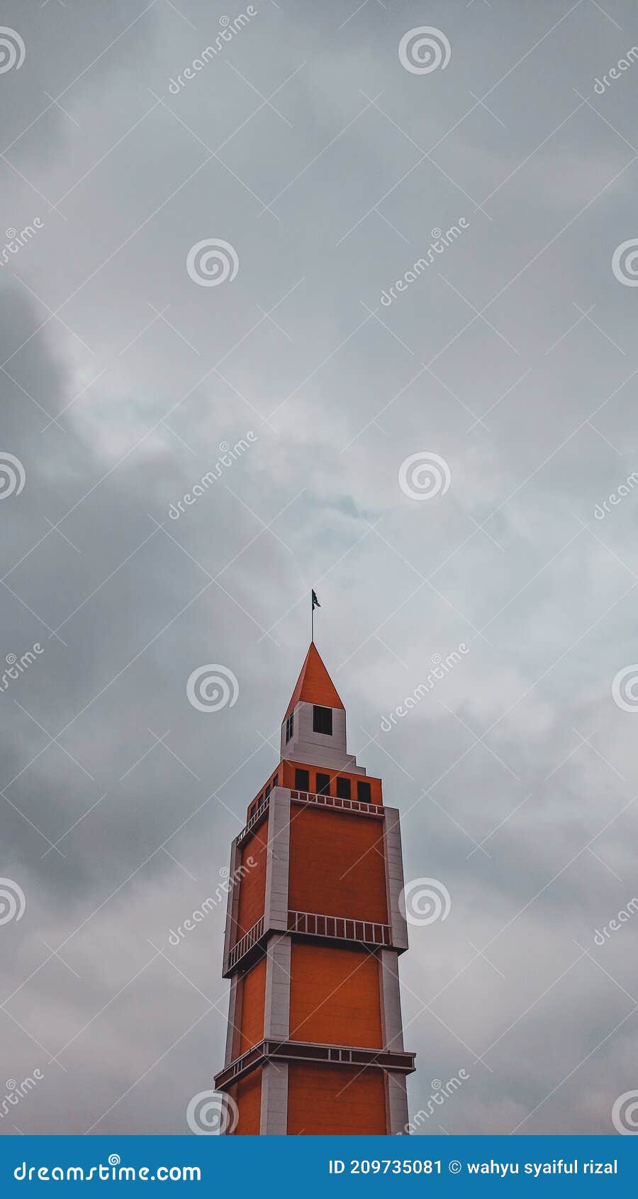 Orange tower to dark sky stock image. Image of landmark - 209735081