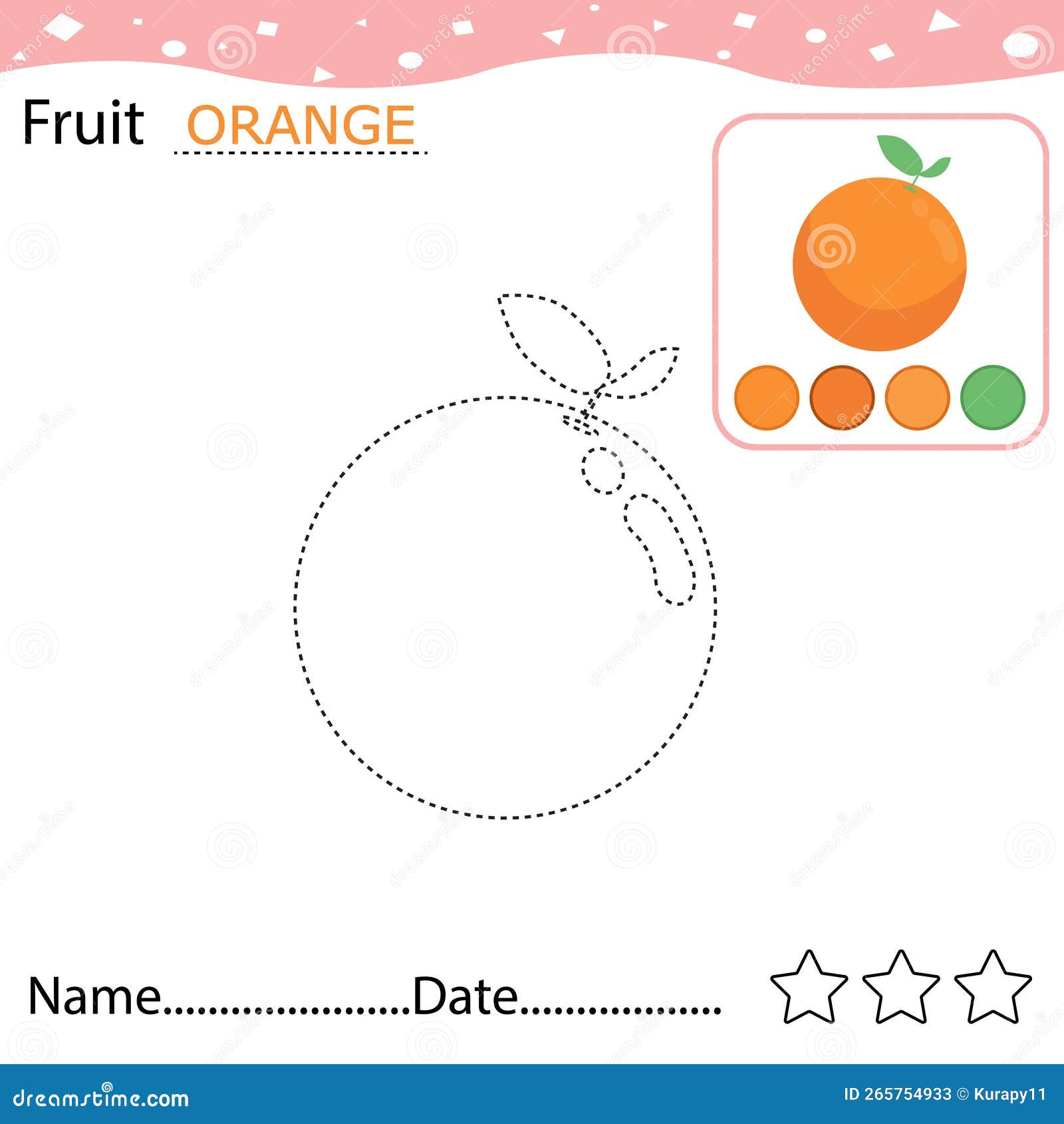 Orange Trace and Color for Kids, Coloring Book Kids Stock Illustration ...