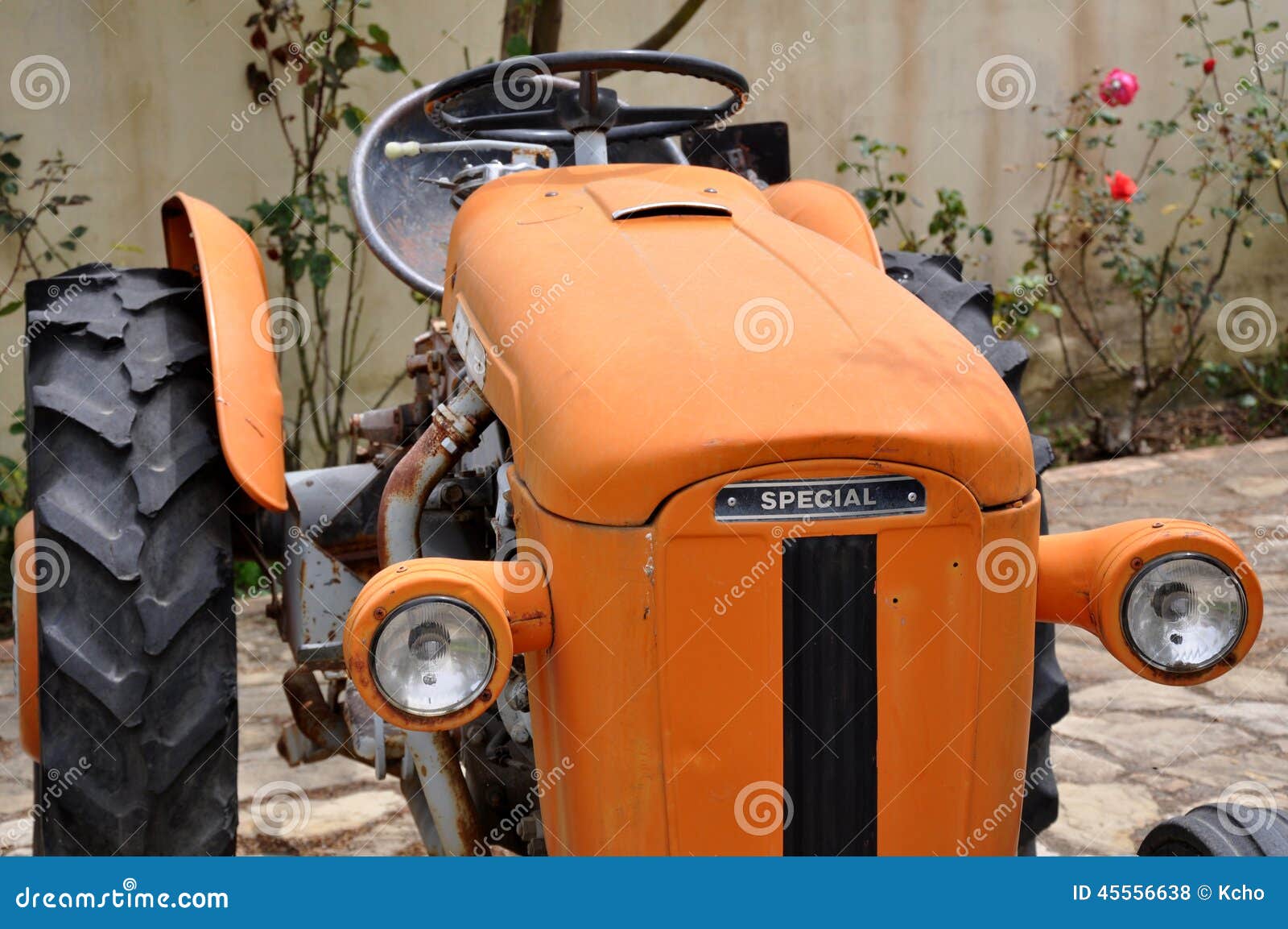 Orange tractor stock photo. Image of rusty, tires, farm - 45556638