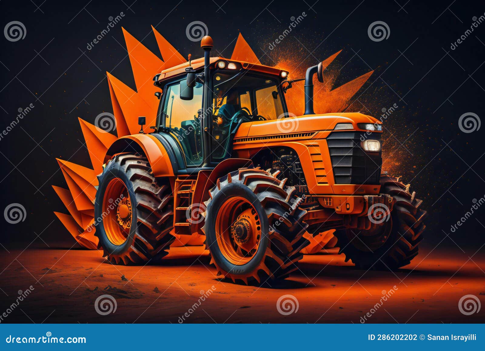 Orange Tractor on the Ground. Generative Ai Stock Photo - Image of ...