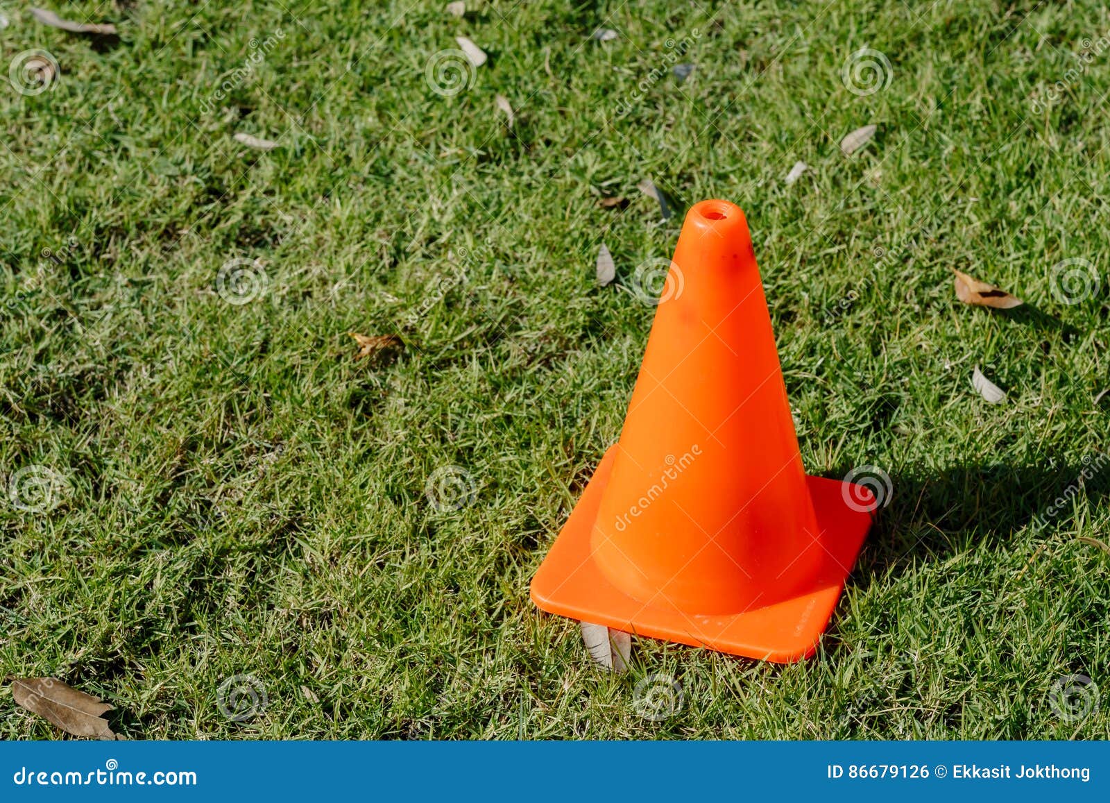 Orange Traffic Cone Lying on the Lawn Stock Photo - Image of plastic ...
