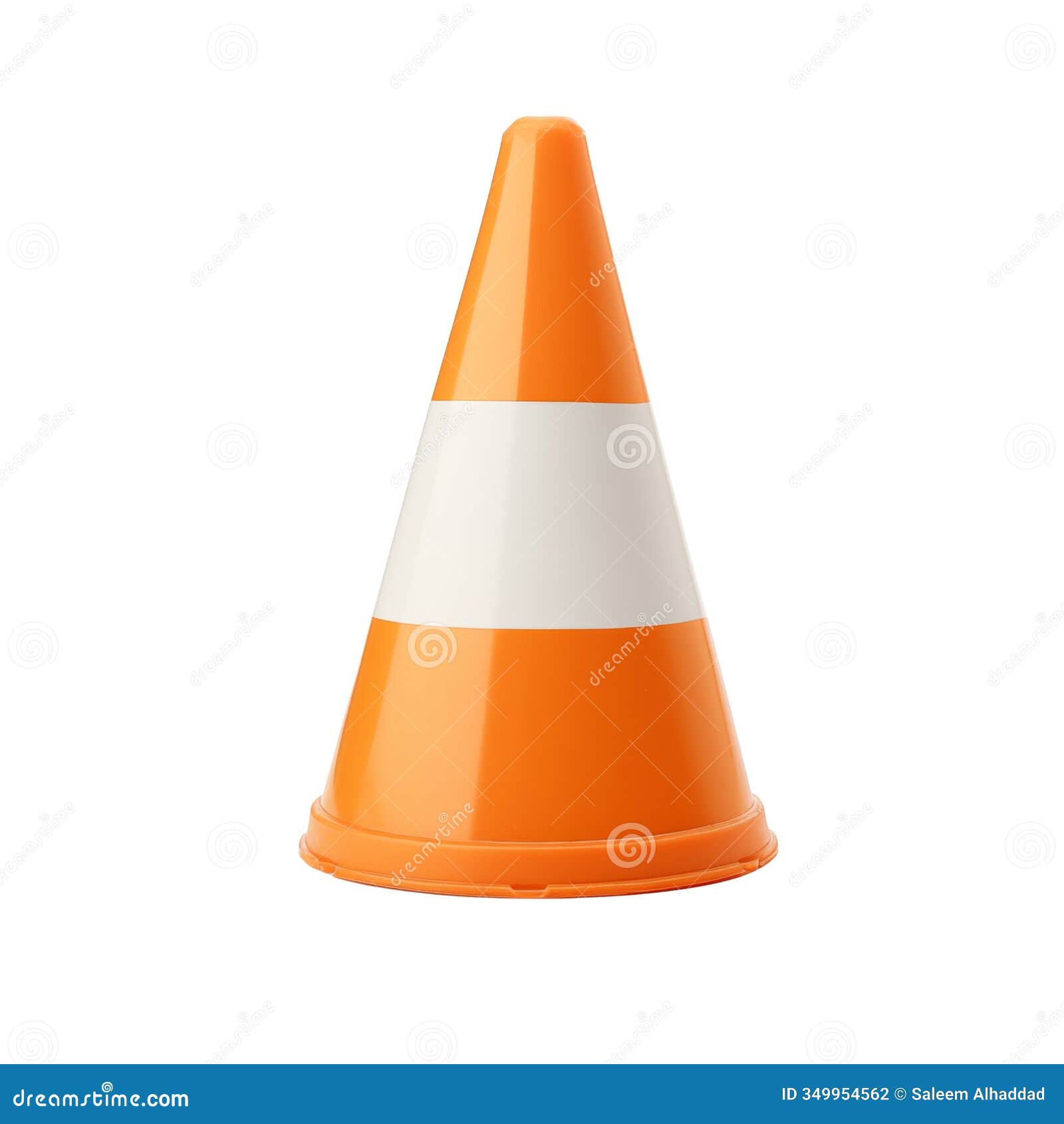 Orange Traffic Cone with White Stripes Isolated on Transparent ...