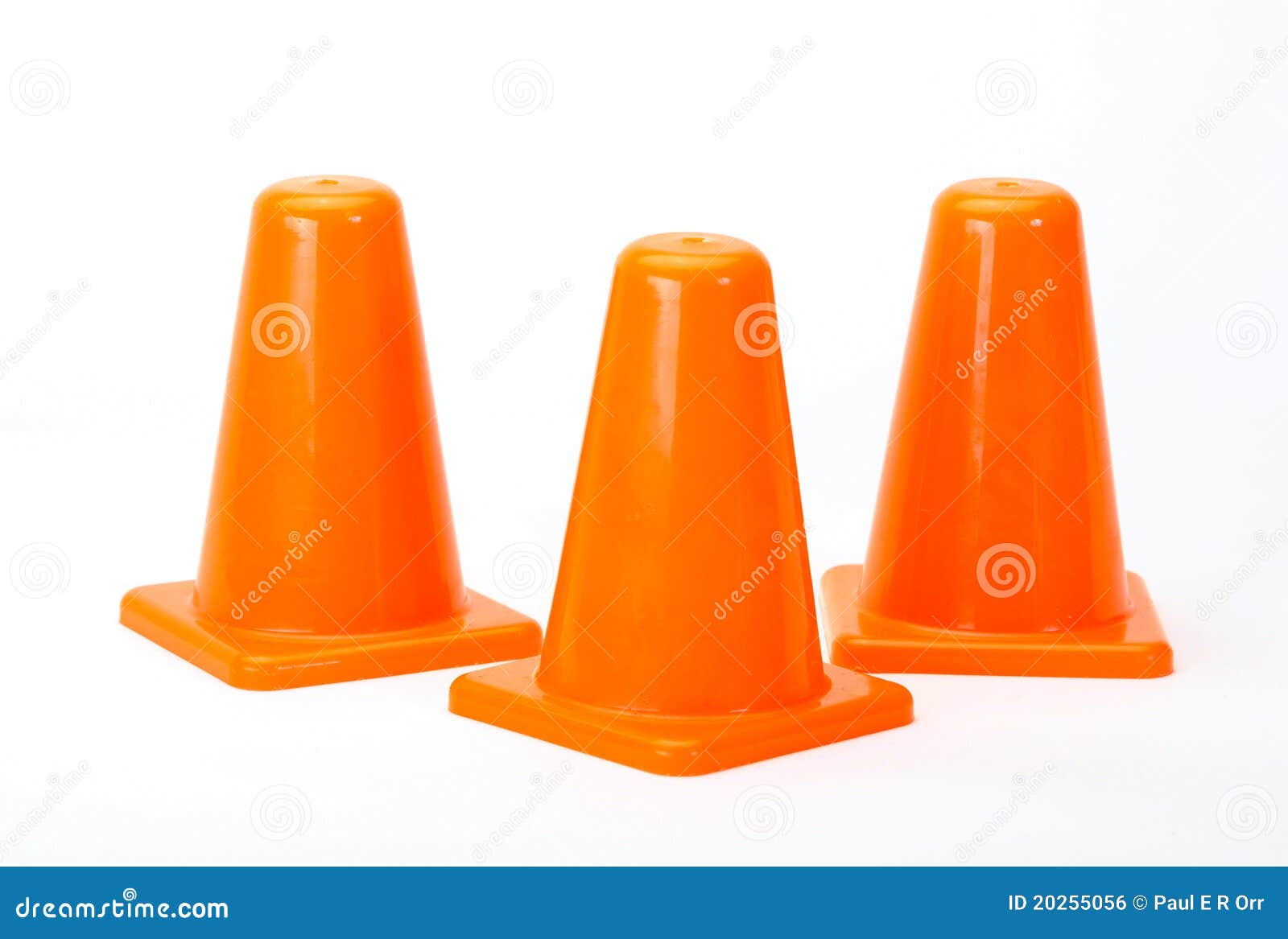 Orange Traffic Cones With White Stripes That Are Separated From The ...
