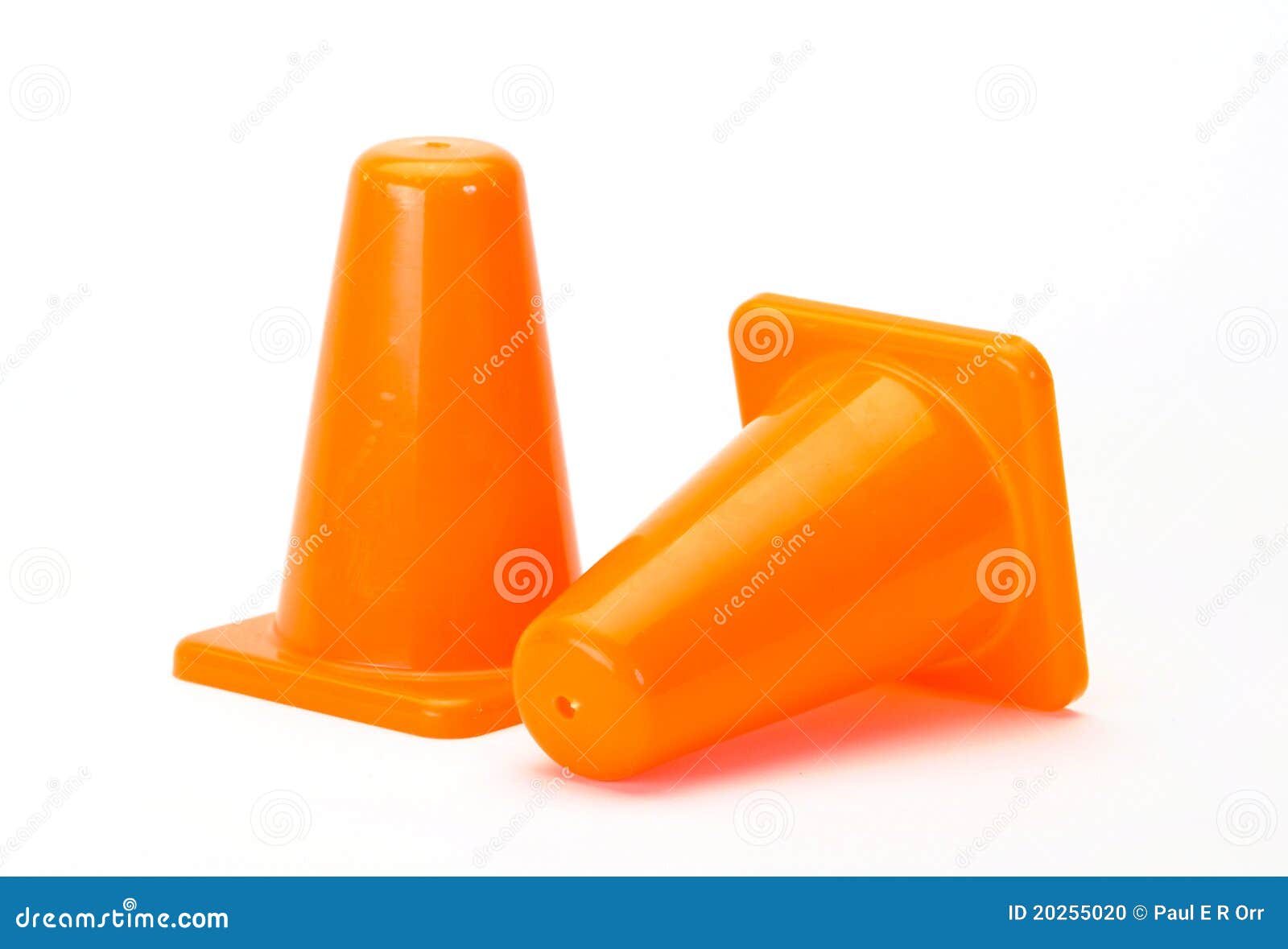 Orange Traffic Cones With White Stripes That Are Separated From The ...