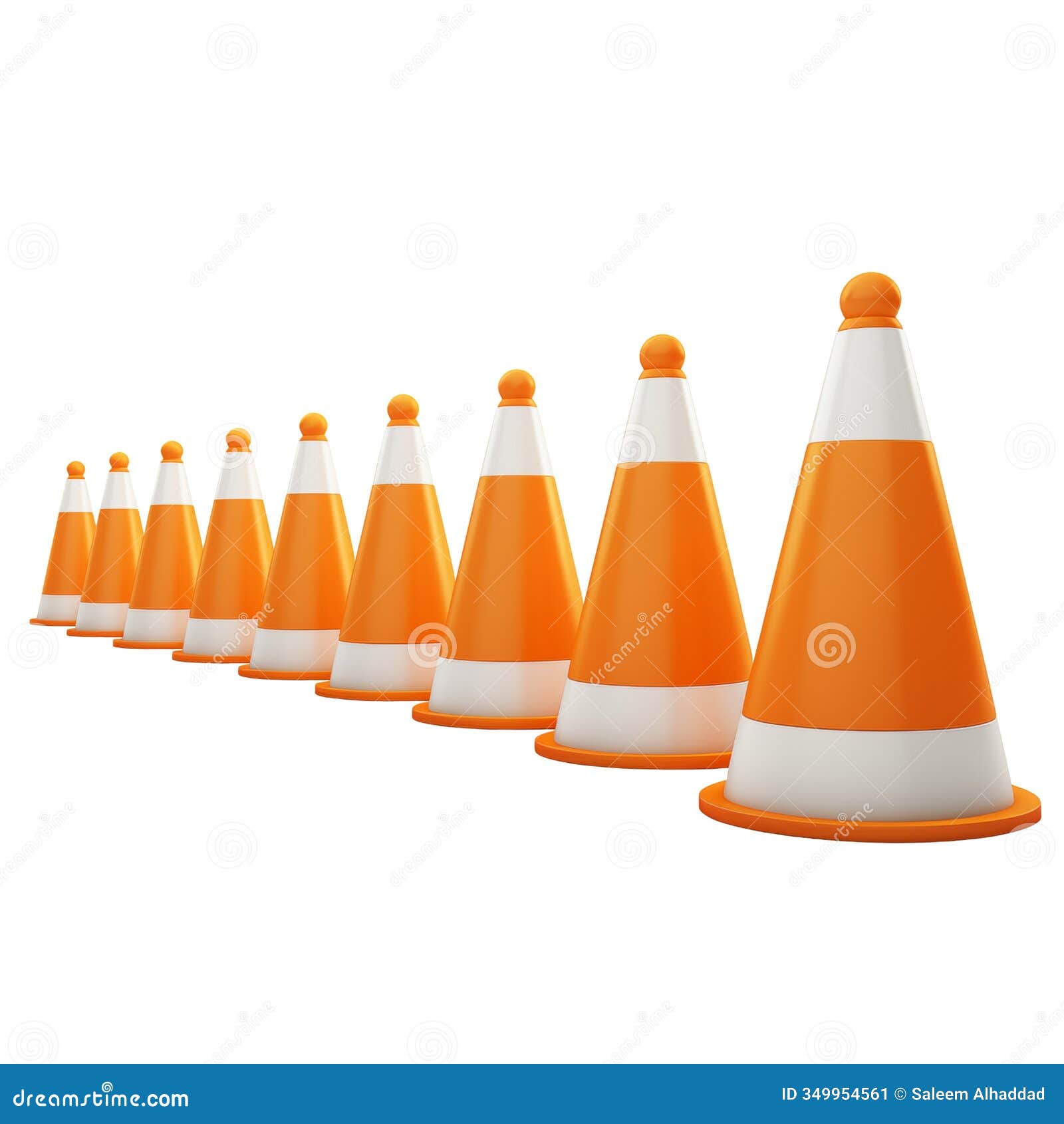 Orange Traffic Cones with White Stripes Isolated on Transparent ...