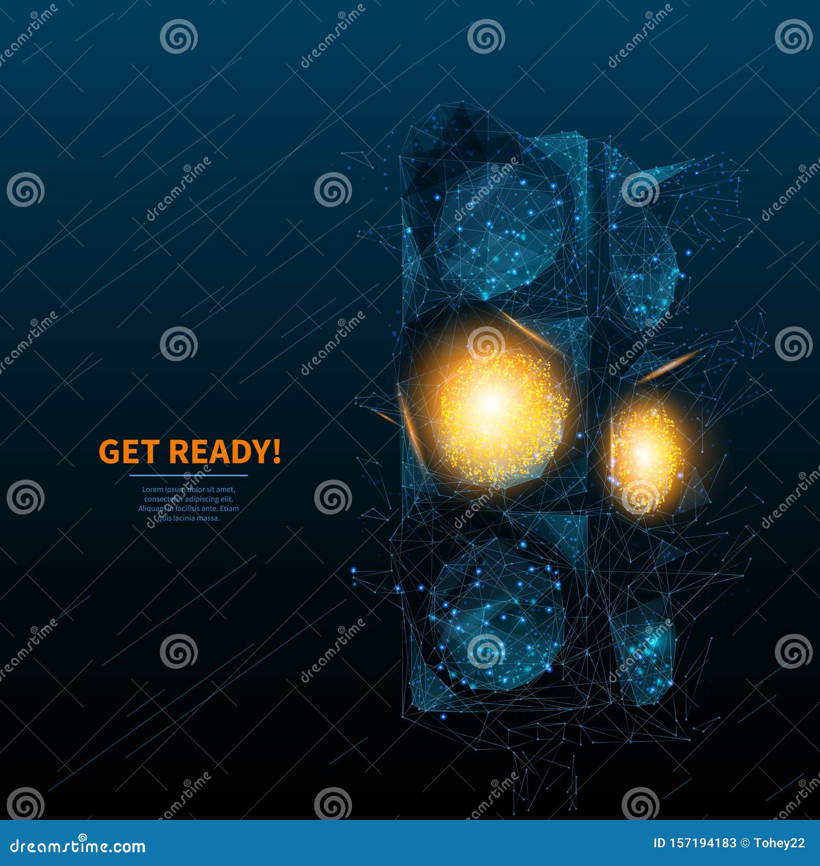 Orange Traffic Light Low Poly Wireframe Banner Template Stock Vector ...