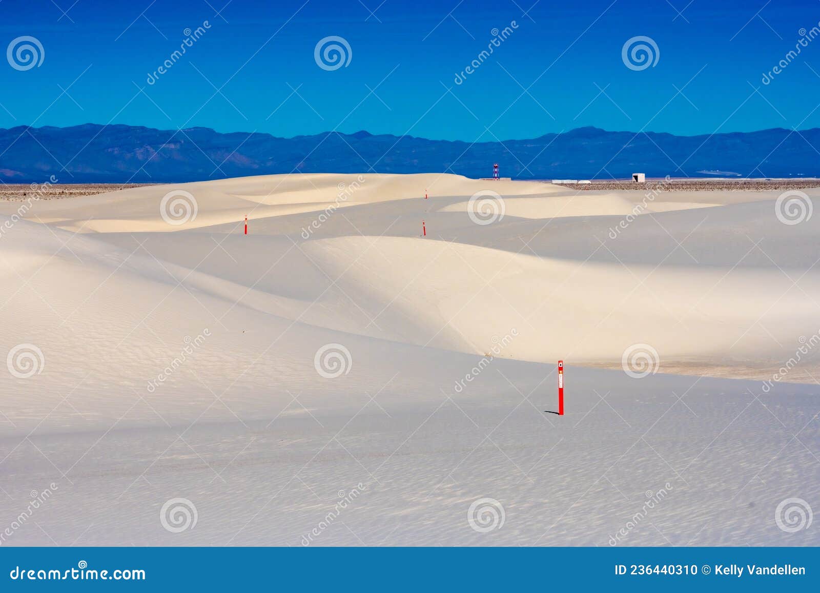 Orange Trail Markers Dot Sand Dunes Stock Photo - Image of desert, line ...