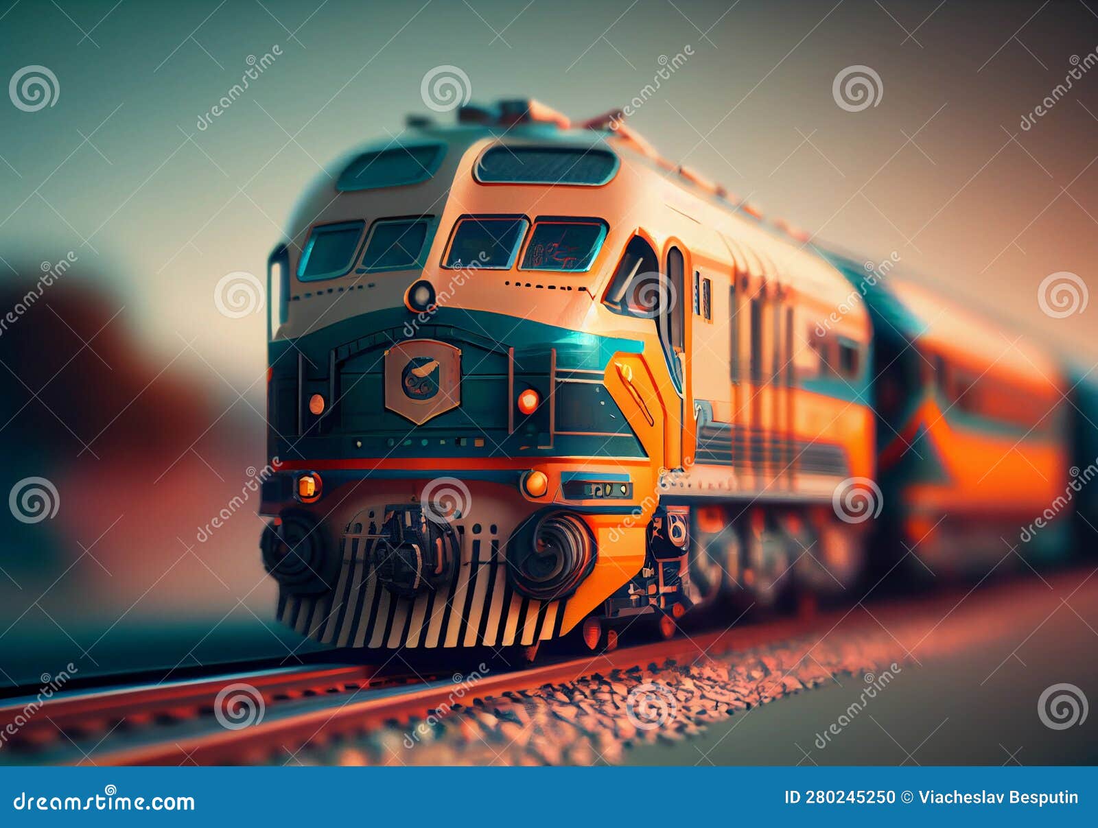 Orange Train Arrives at the Railway Station. Stock Illustration ...