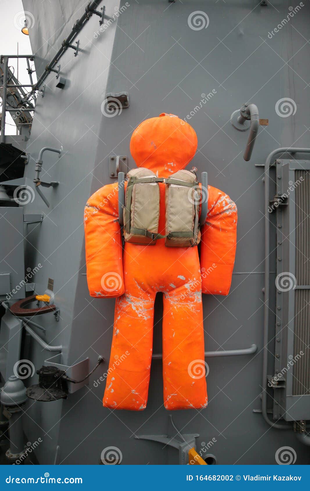 An Orange Training Dummy Hangs on the Wall of a Warship. Stock Photo ...