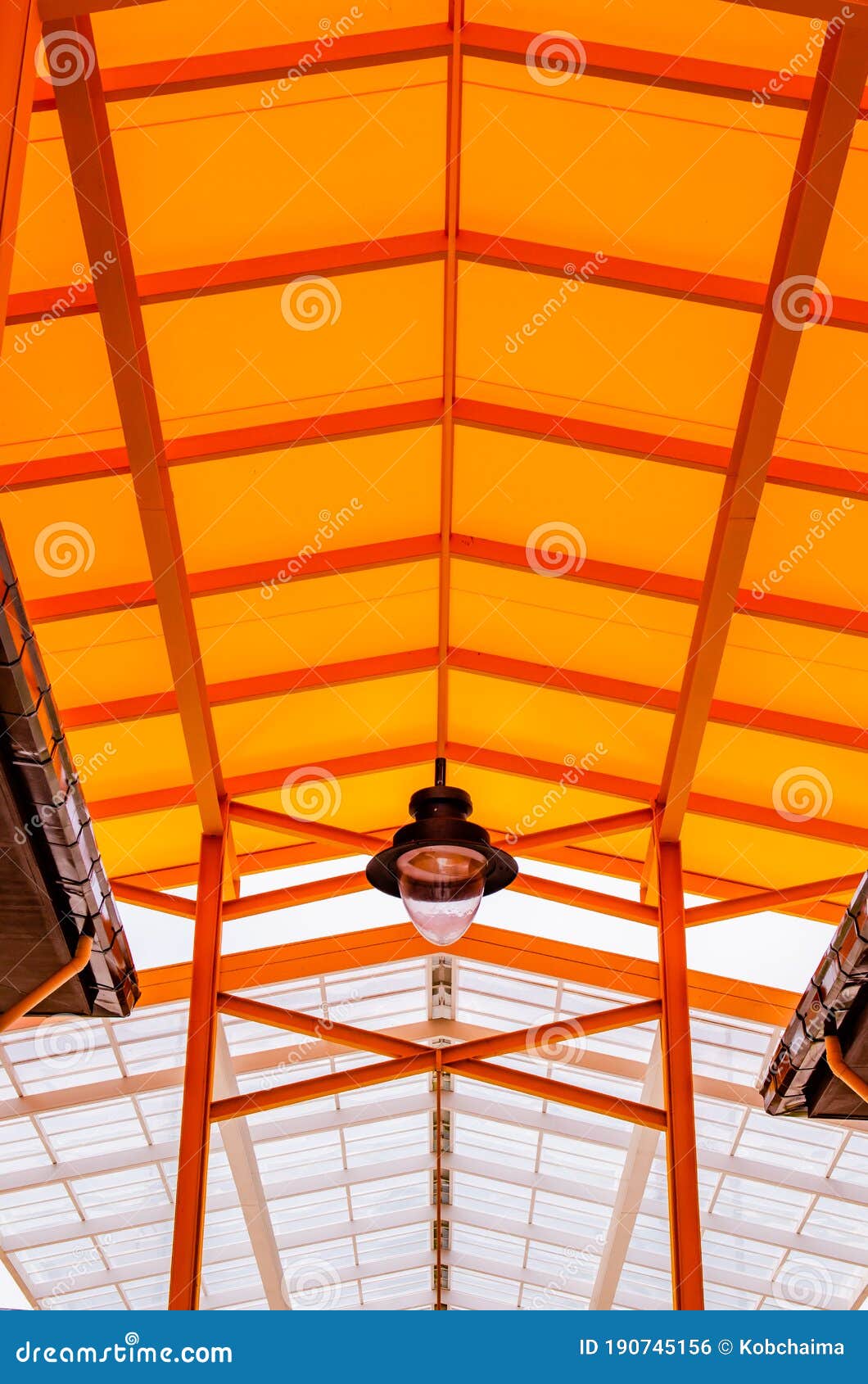 Orange Translucent Roof or Orange Skylight Roof with Lamp Stock Photo ...