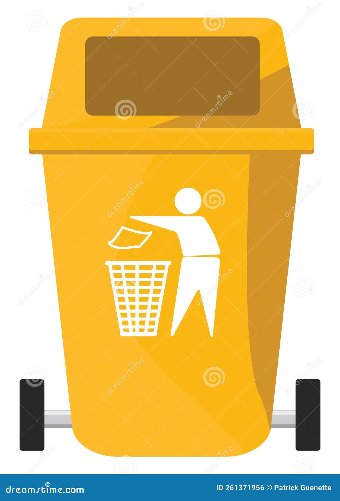 Orange trash bin, icon stock vector. Illustration of reuse - 261371956