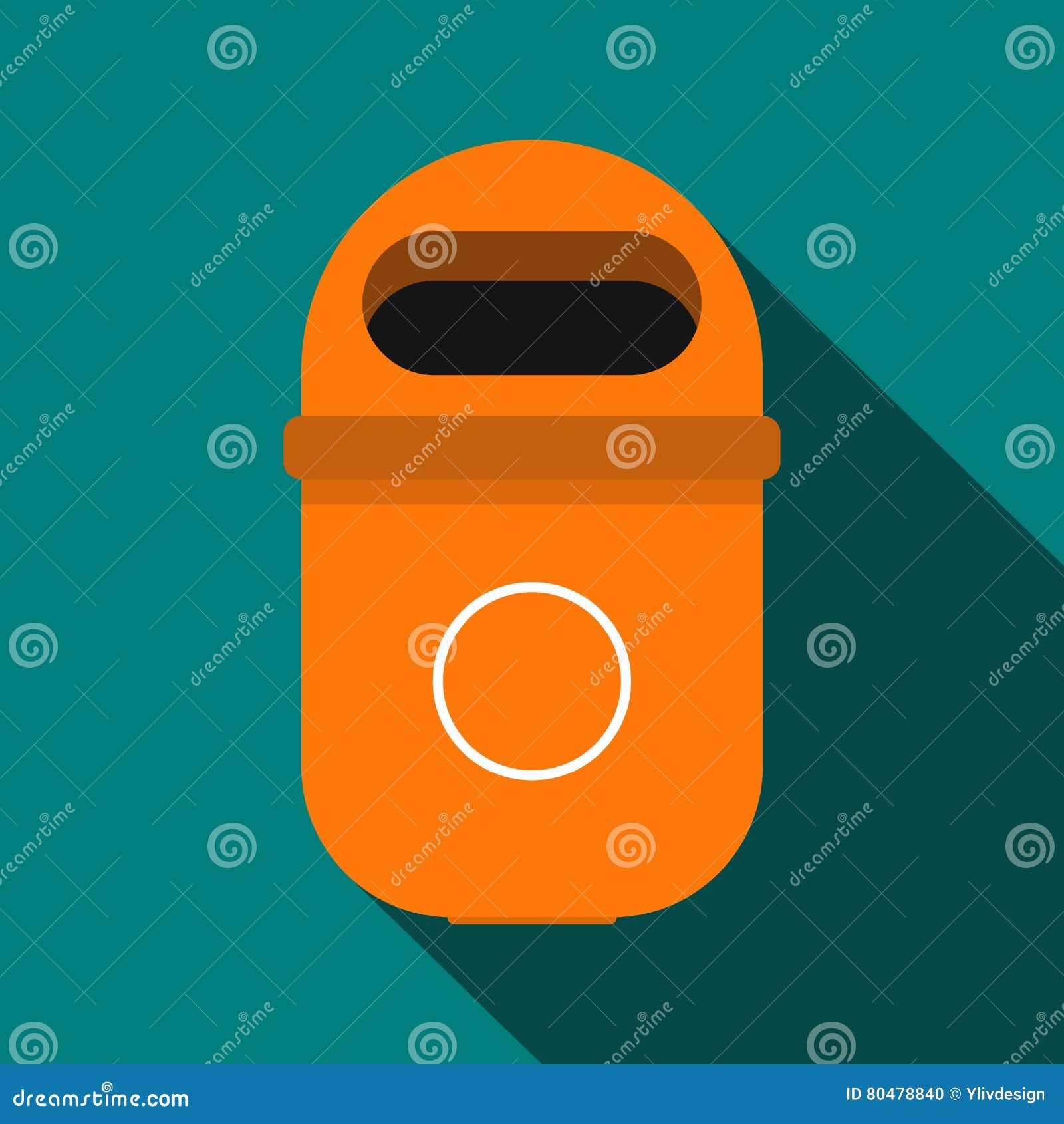 Orange Trash Can Icon, Flat Style Stock Vector - Illustration of icon ...