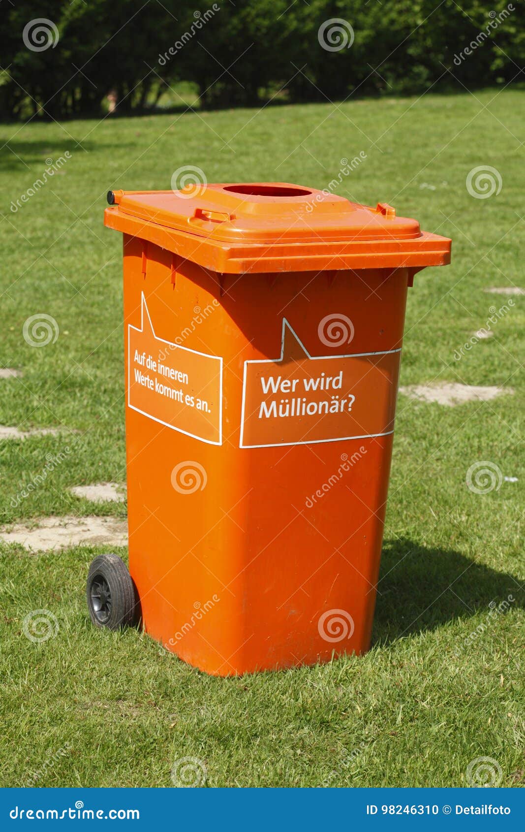 Orange Trash Can stock photo. Image of tonne, waste, race - 98246310