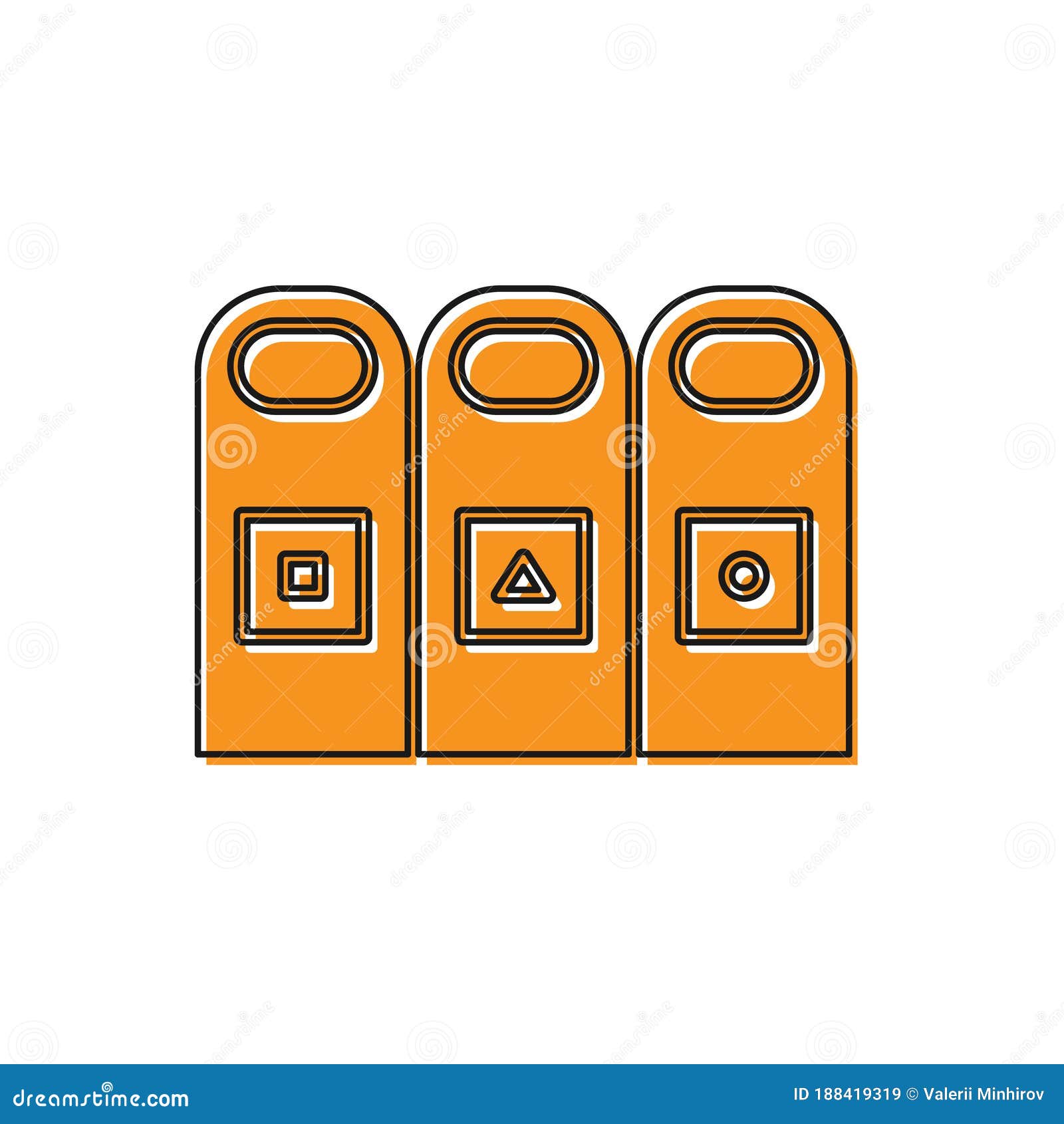 Orange Trash in Garbage Cans with Sorted Garbage Icon Isolated on White ...