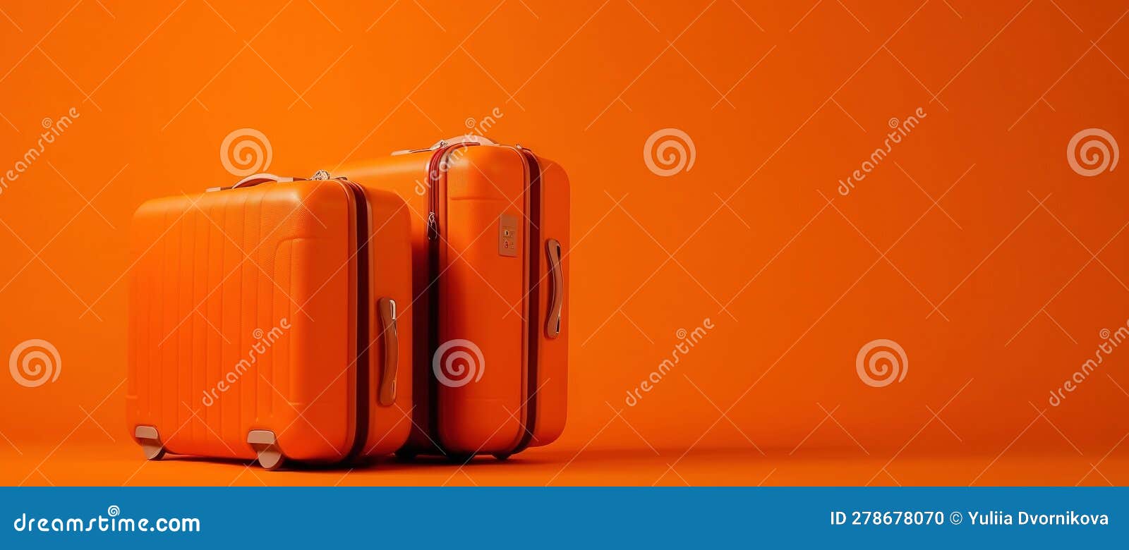 Orange Travel Suitcase, on Orange Background. Trip Concept Stock ...